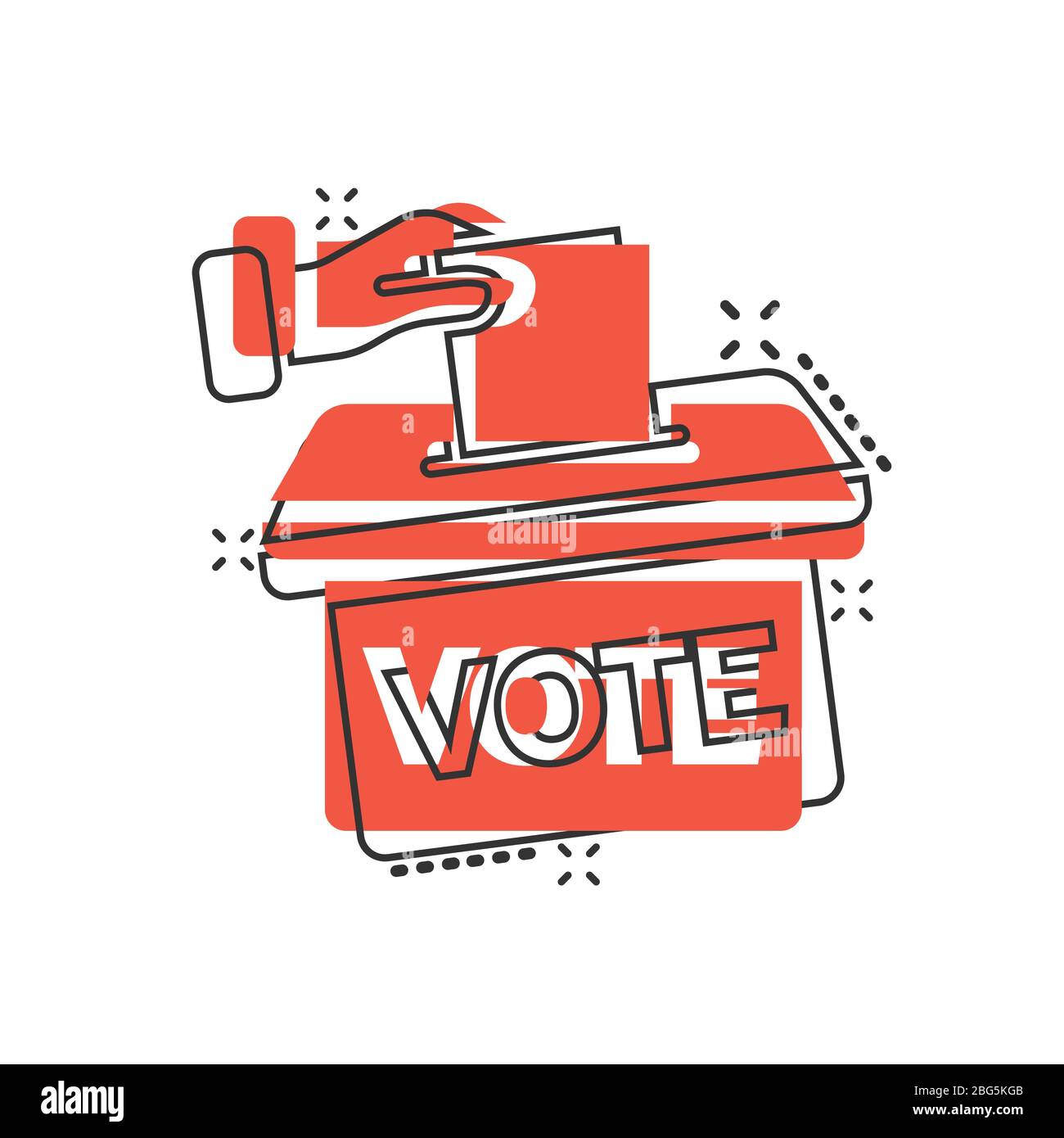 Vote icon in comic style. Ballot box cartoon vector illustration on ...