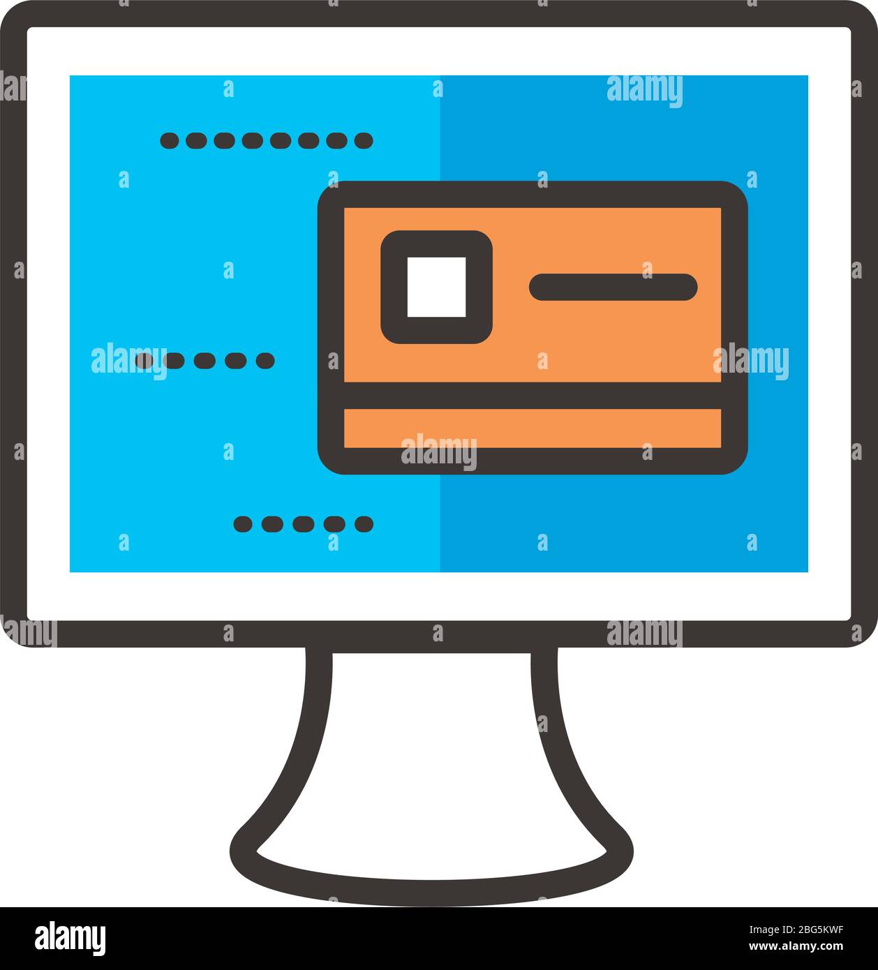 credit card in desktop line and fill style icon Stock Vector Image ...