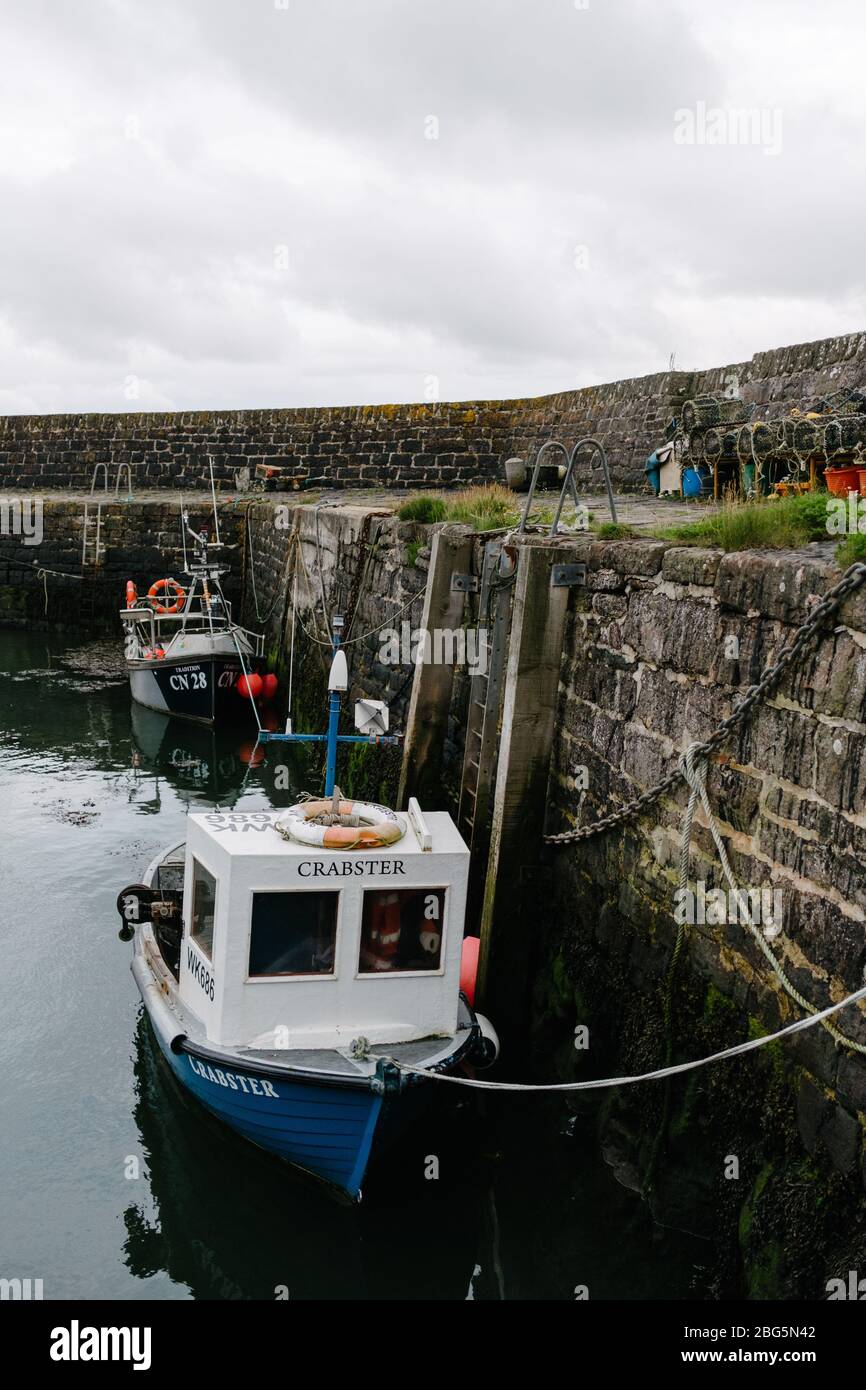 North Sea creel fishing boat called Crabster tied up in the harbour in ...