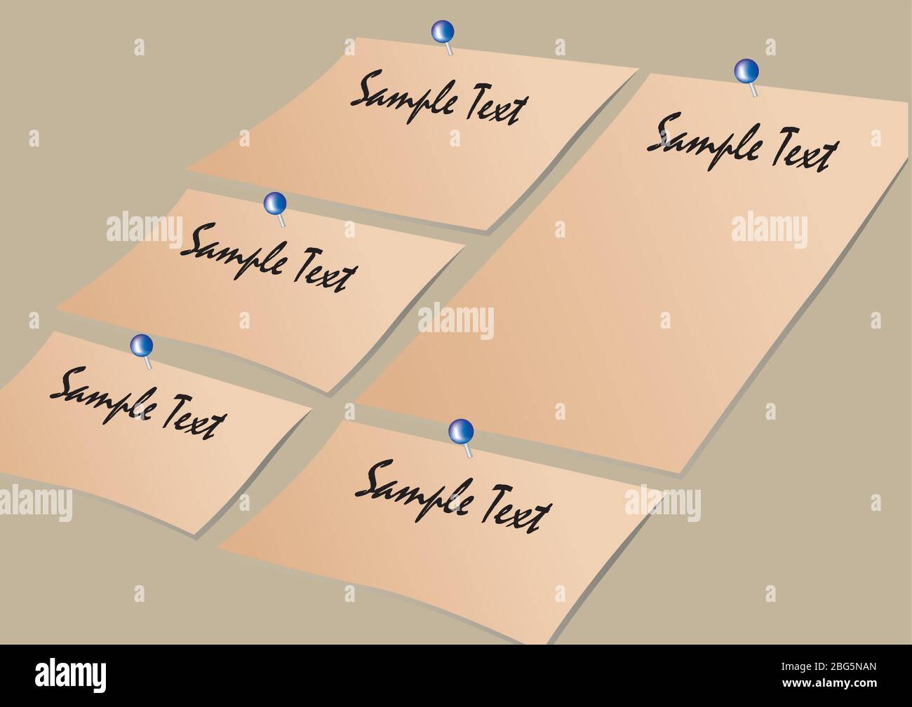 Vector note paper and pins layout. Ideal for flyer, page, magazine ...