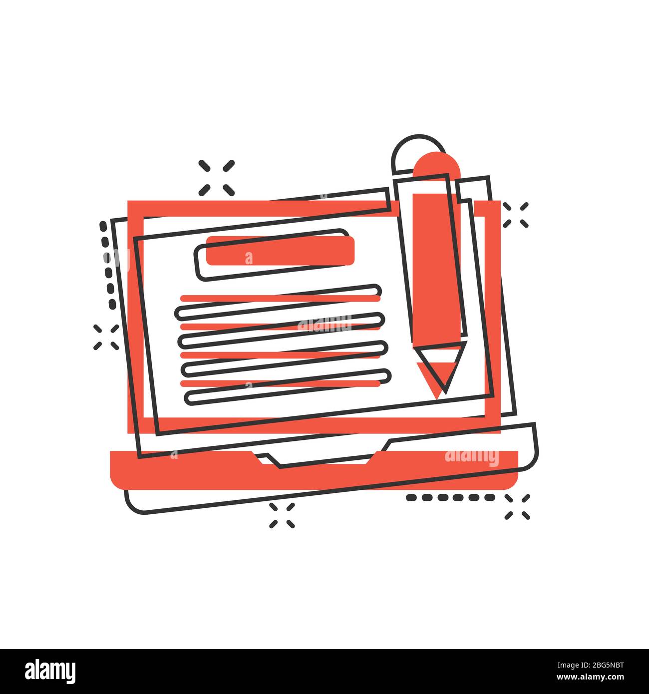 Blogging icon in comic style. Social media communication cartoon vector ...