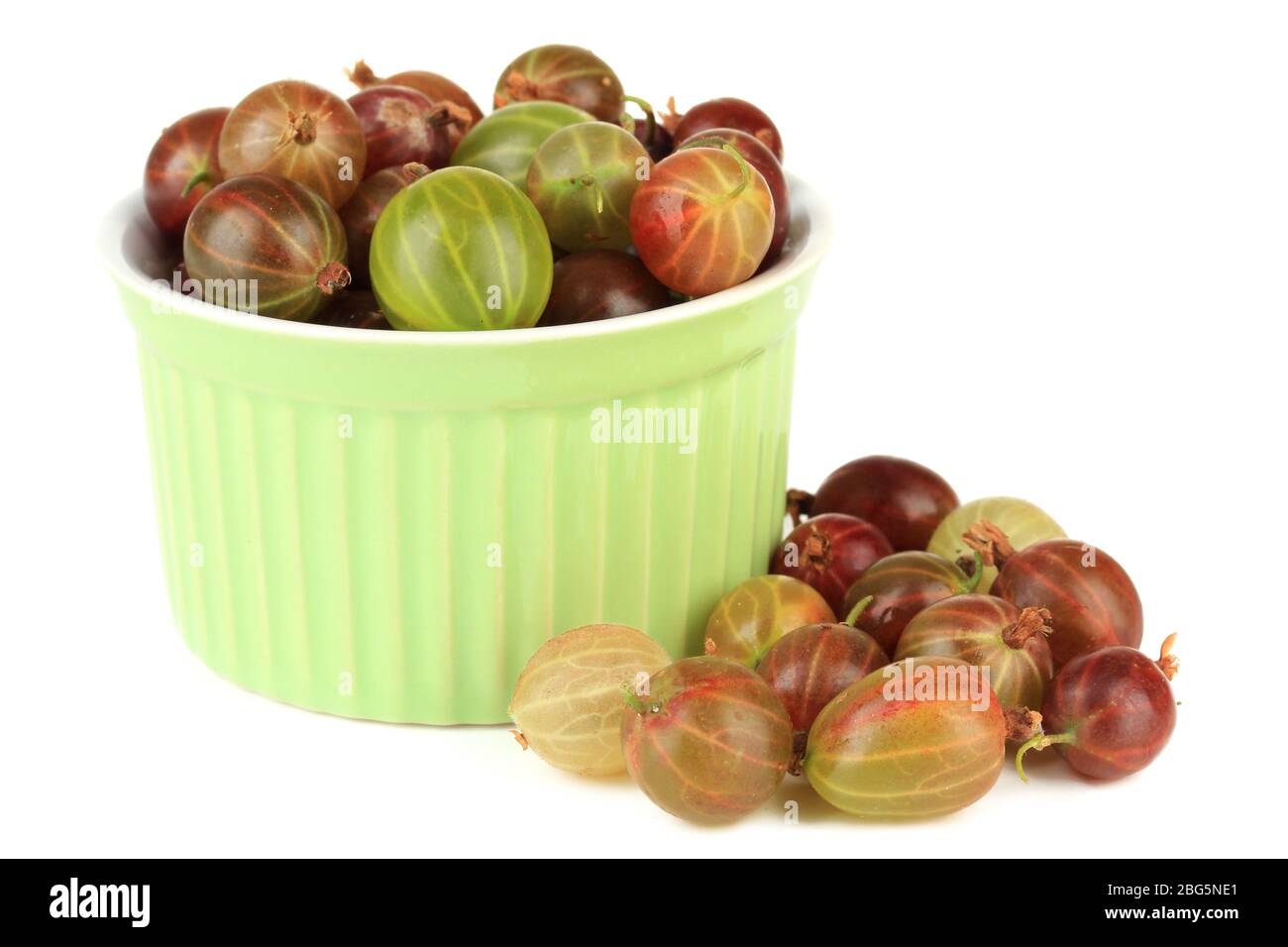 Fresh gooseberries in bowl isolated on white Stock Photo - Alamy