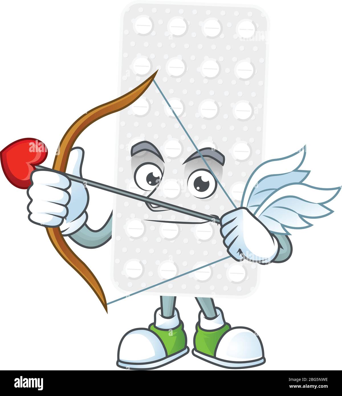 Charming picture of pills Cupid mascot design concept with arrow and ...