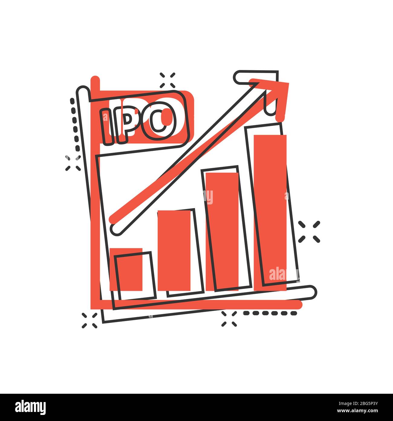 Chart graph icon in comic style. Arrow grow cartoon vector illustration ...