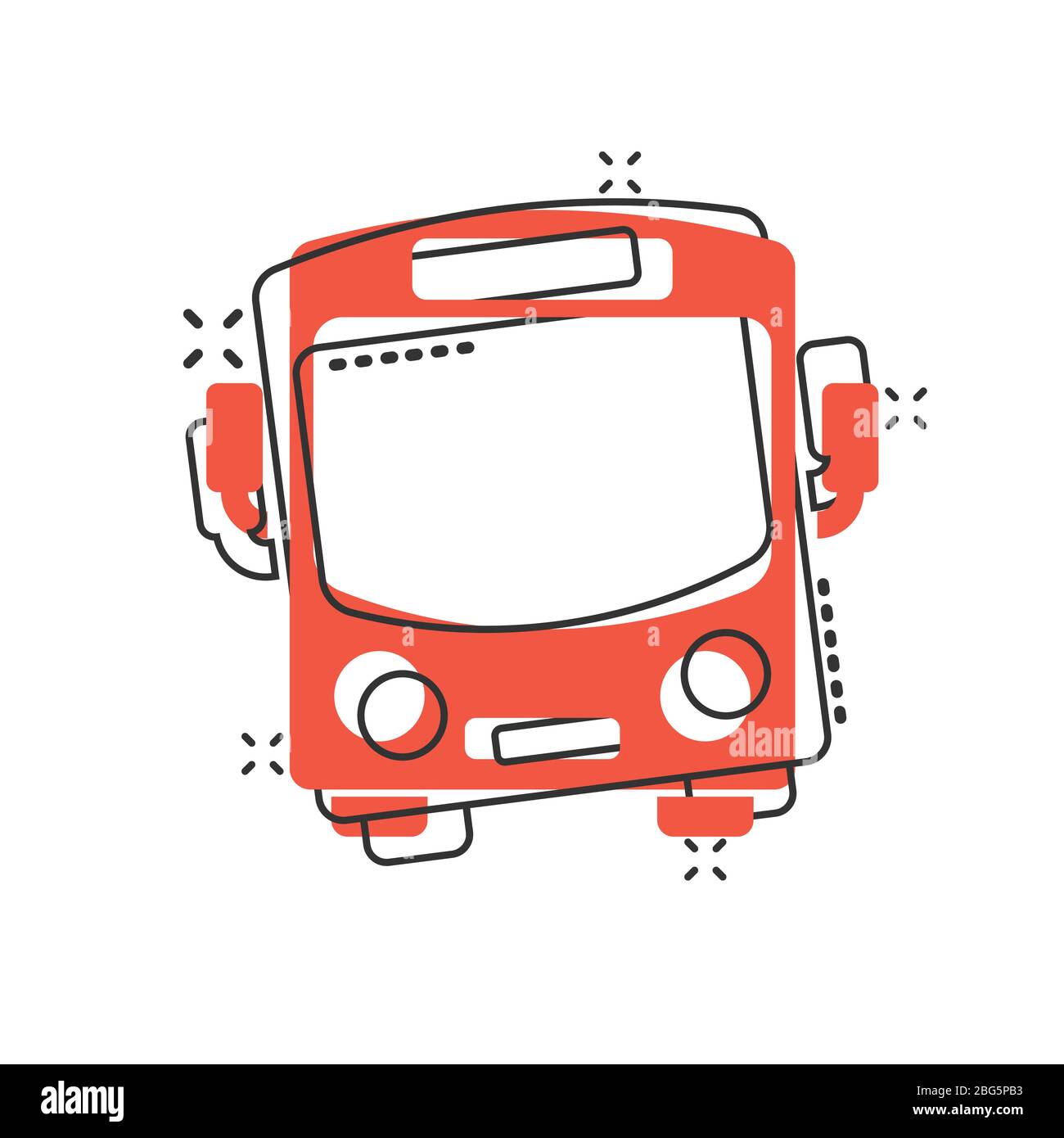 Bus icon in comic style. Coach car cartoon vector illustration on white ...