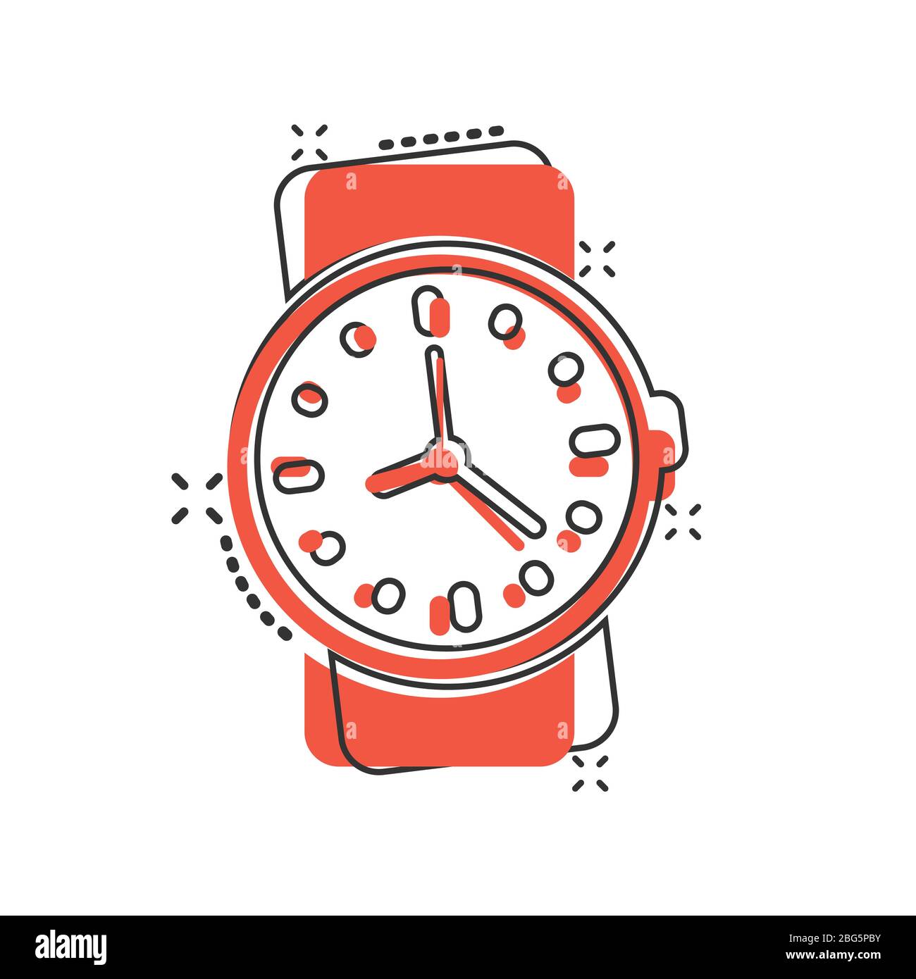 Wrist watch icon in comic style. Hand clock cartoon vector illustration ...