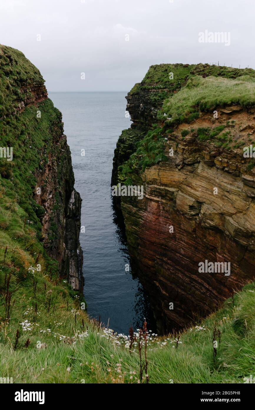 Rock cleft near Duncansby Head, Caithness, Highland, Scotland, UK Stock ...