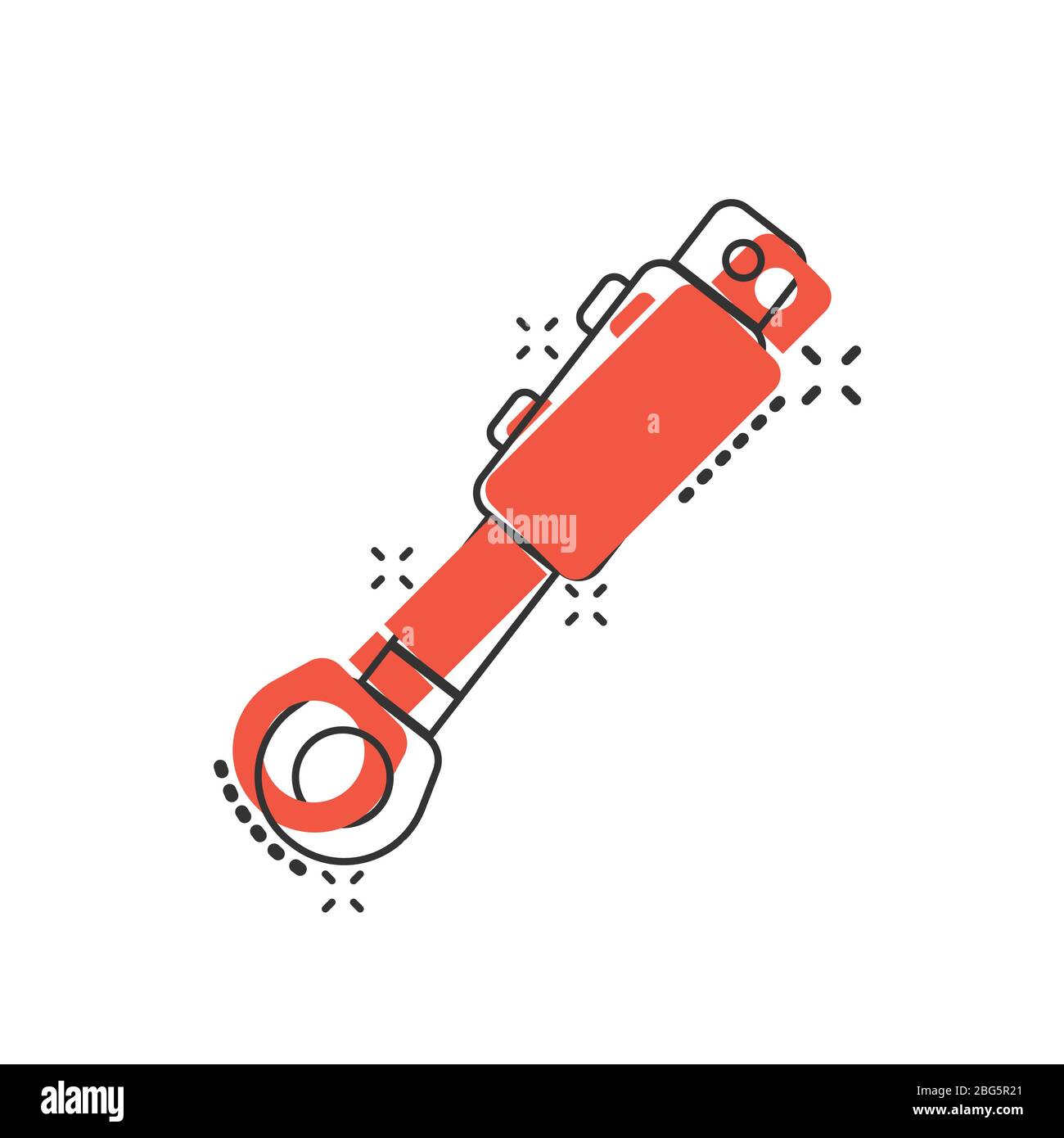 Hydraulic icon in comic style. Cylinder cartoon vector illustration on ...