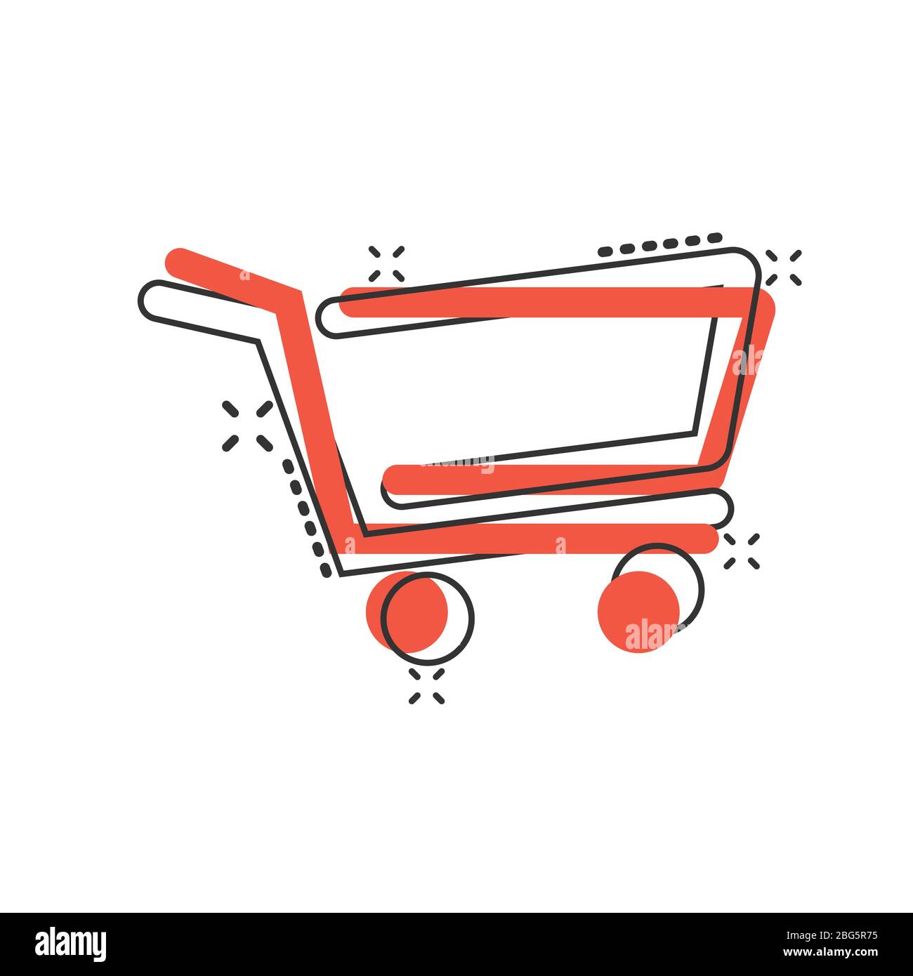 Shopping cart icon in comic style. Trolley cartoon vector illustration ...