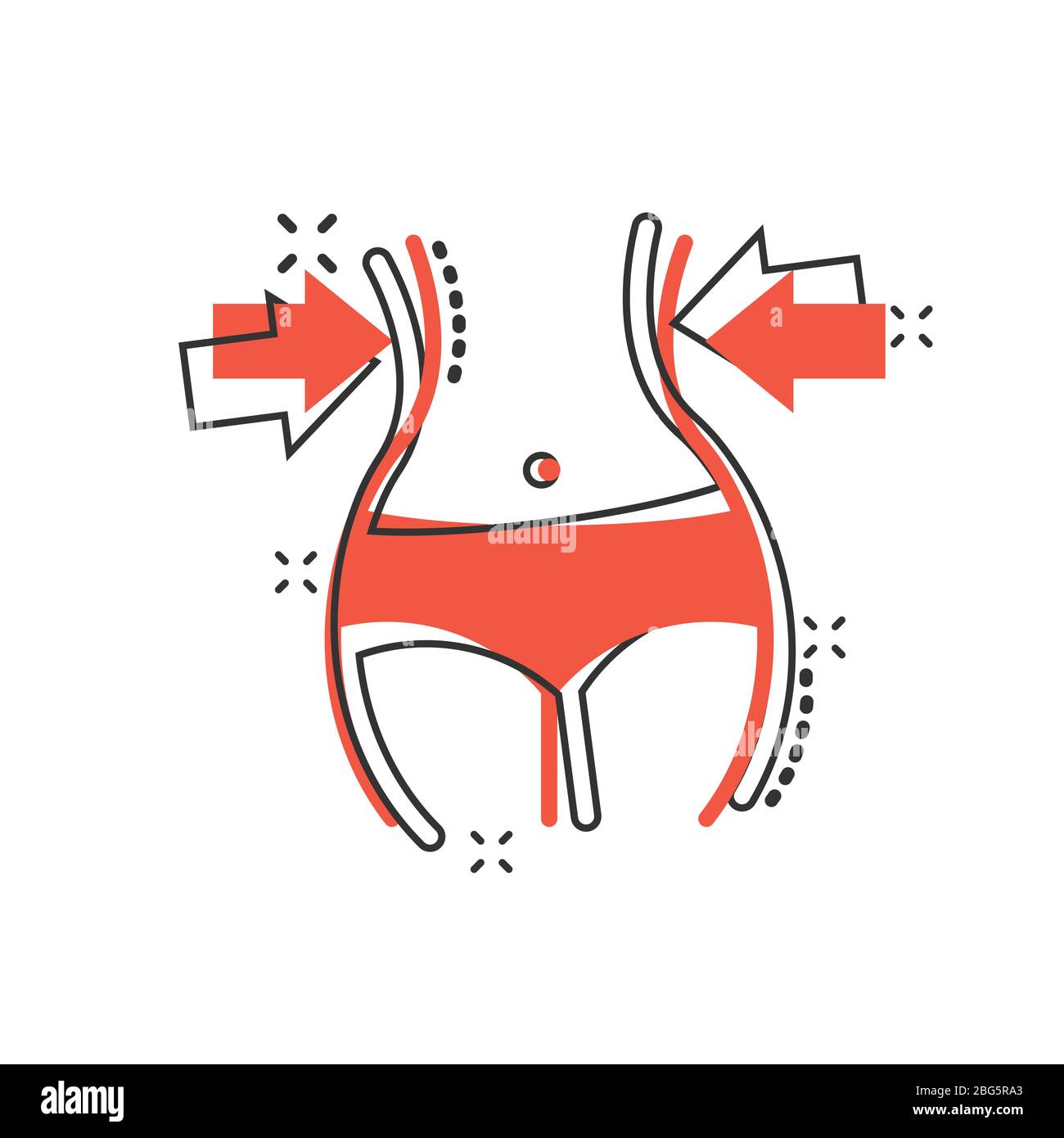 Weight loss icon in comic style. Belly cartoon vector illustration on ...