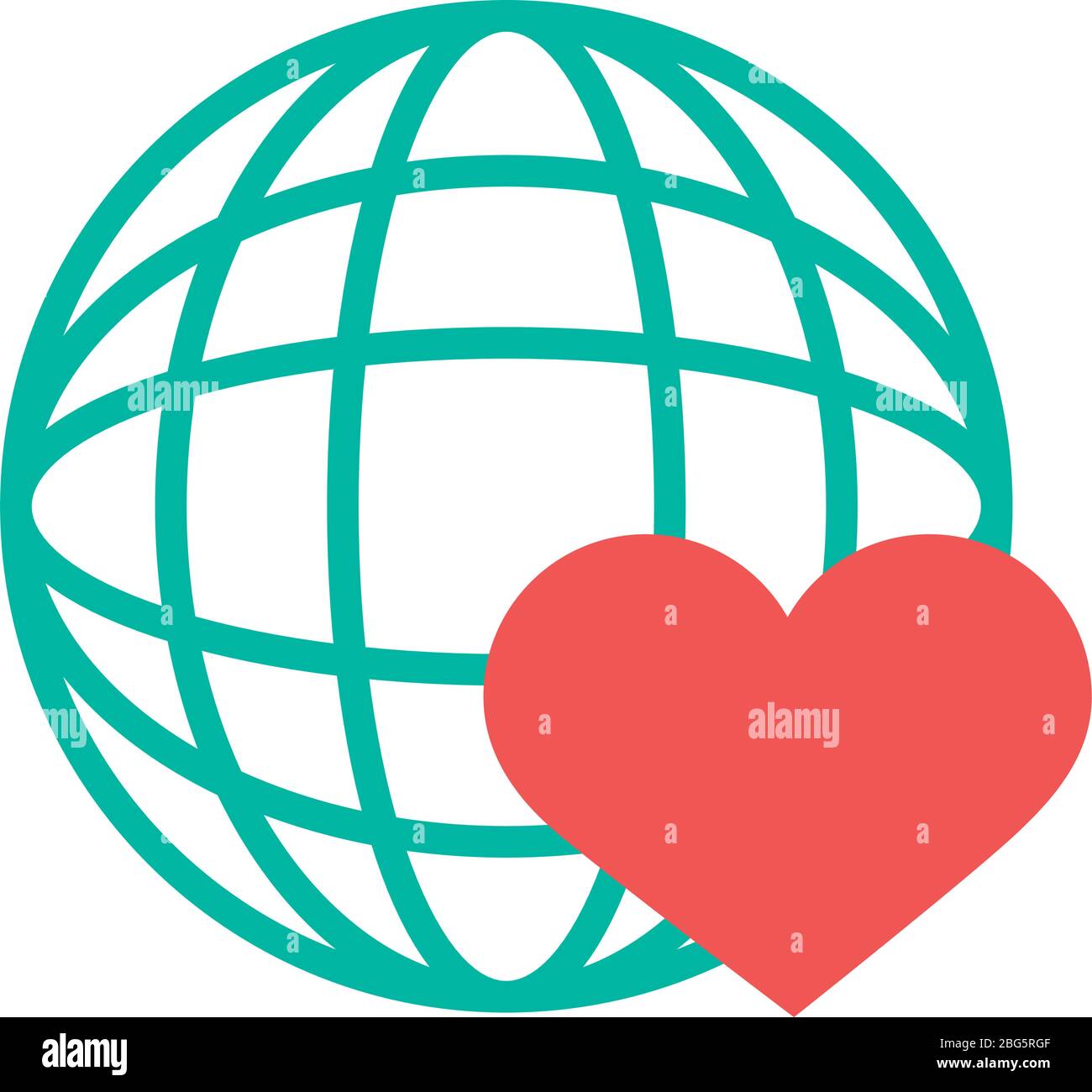 earth planet with heart solidarity flat style Stock Vector Image & Art ...