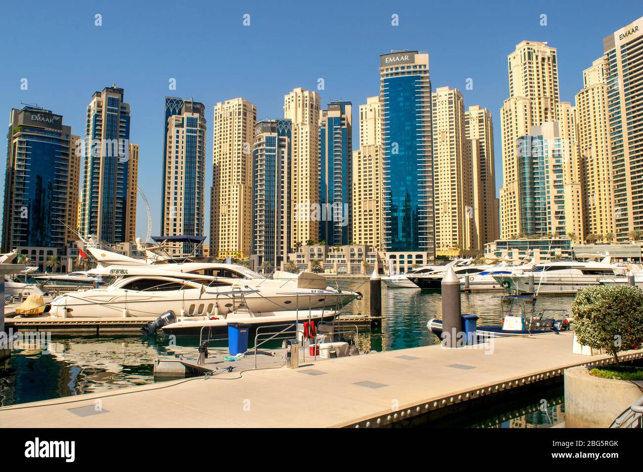 Dubai / UAE - November 7, 2019: Dubai Marina district with beautiful ...