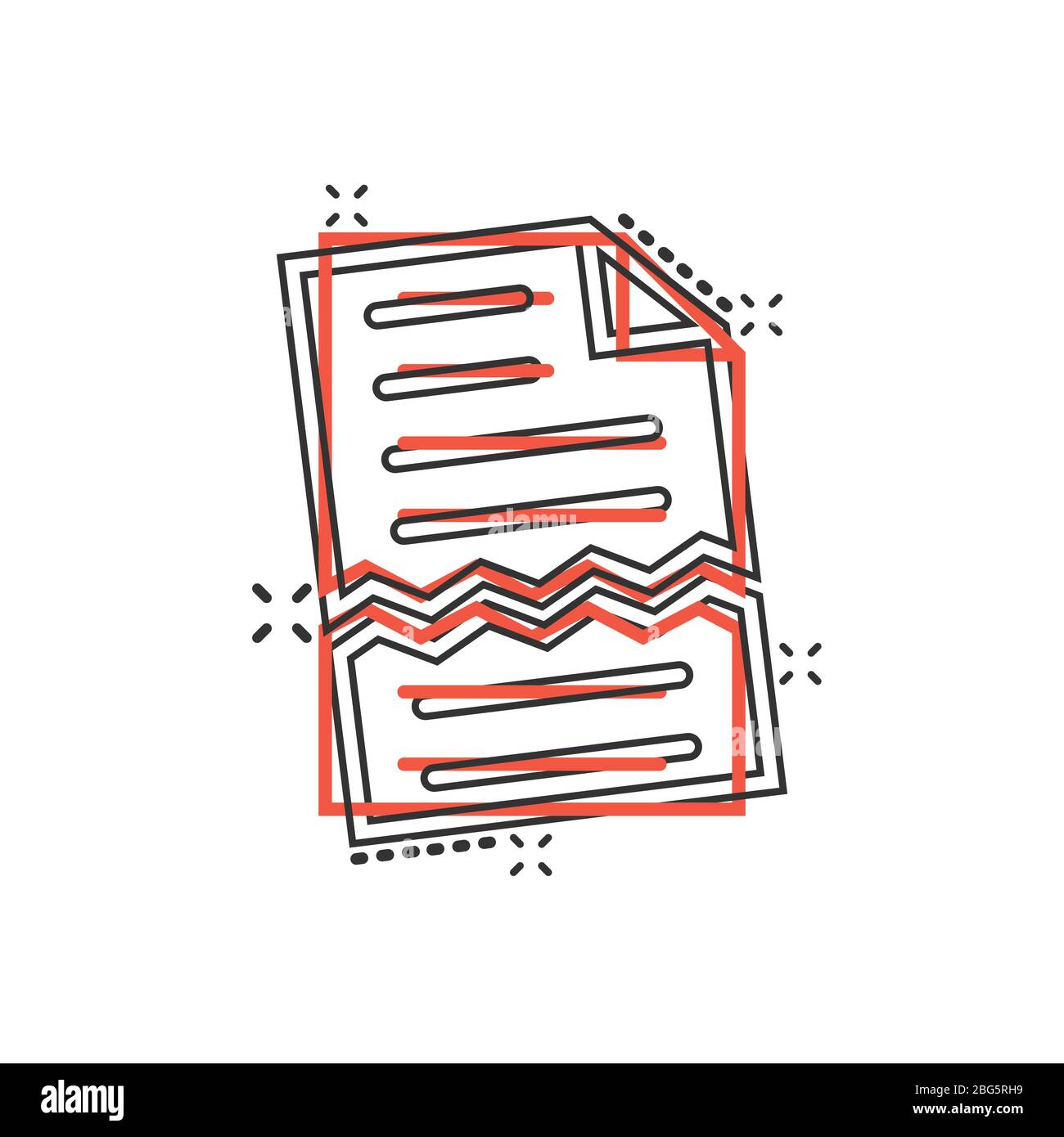 Document error icon in comic style. Broken report cartoon vector ...