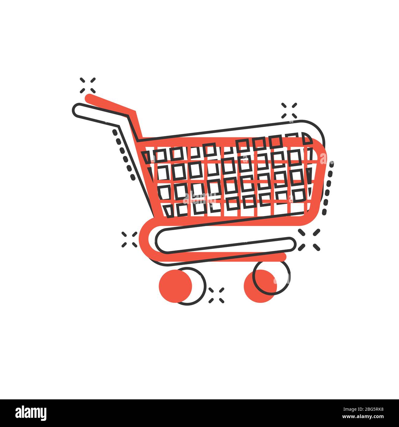 Shopping cart icon in comic style. Trolley cartoon vector illustration ...