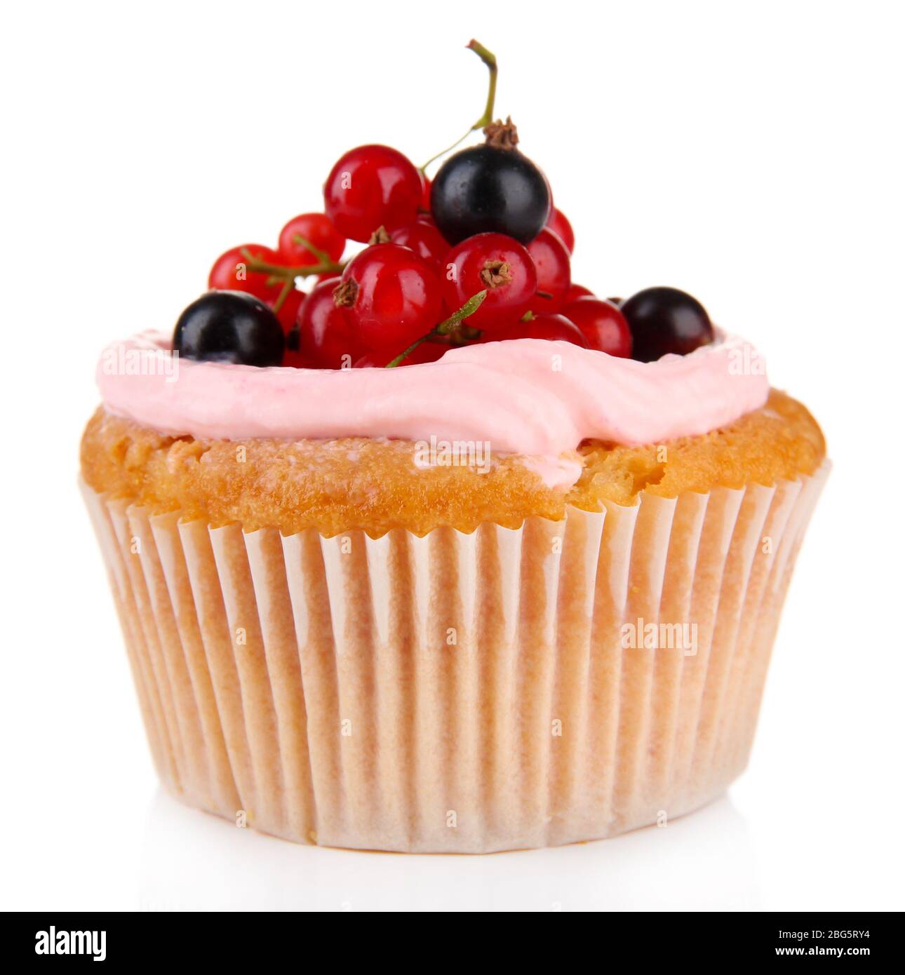 Tasty muffin with berries isolated on white Stock Photo - Alamy