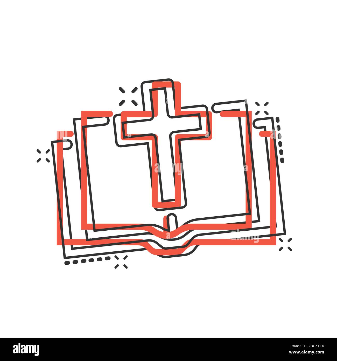 Bible book icon in comic style. Church faith cartoon vector ...