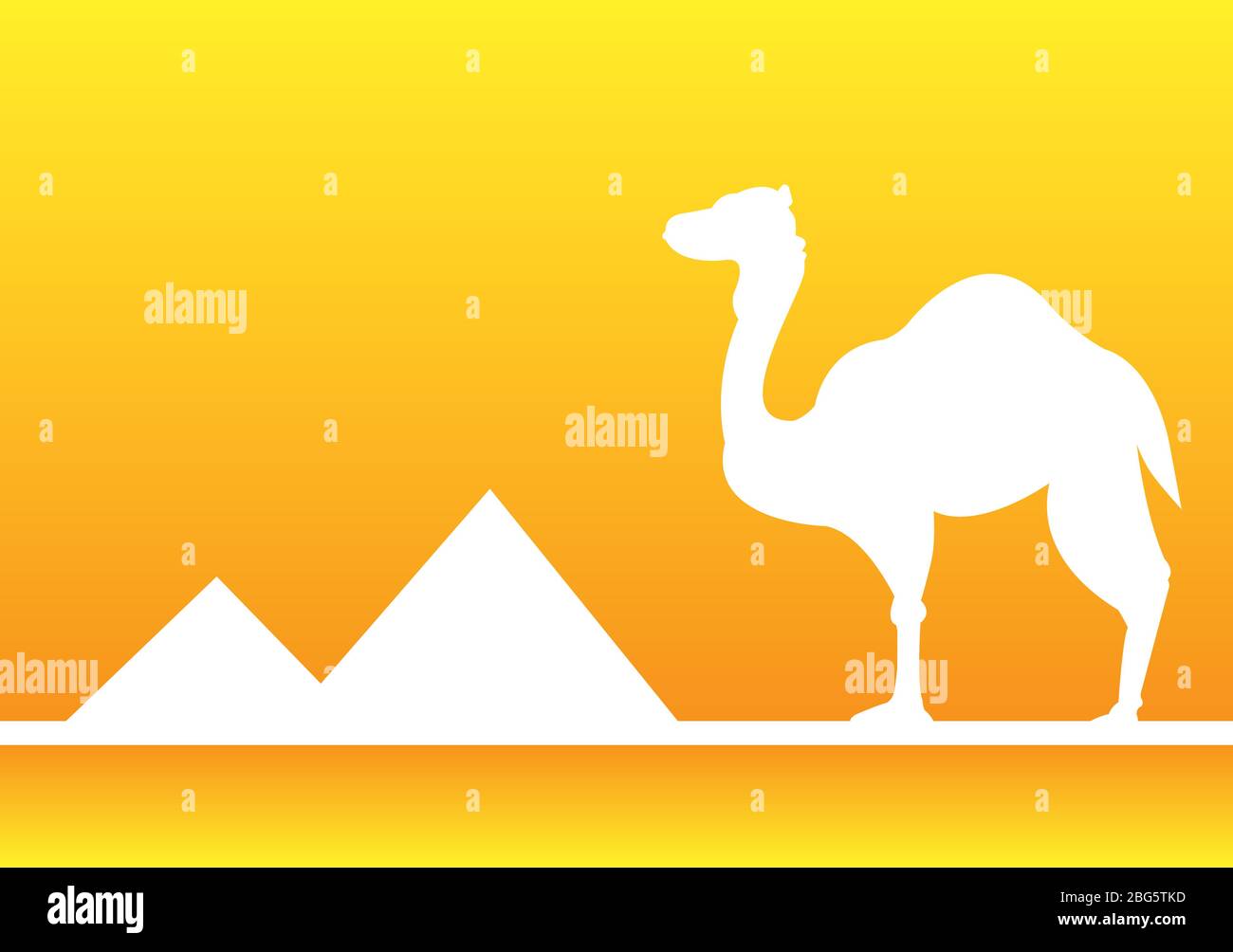 Silhouette of camel in the desert with pyramids in Egypt Stock Vector ...