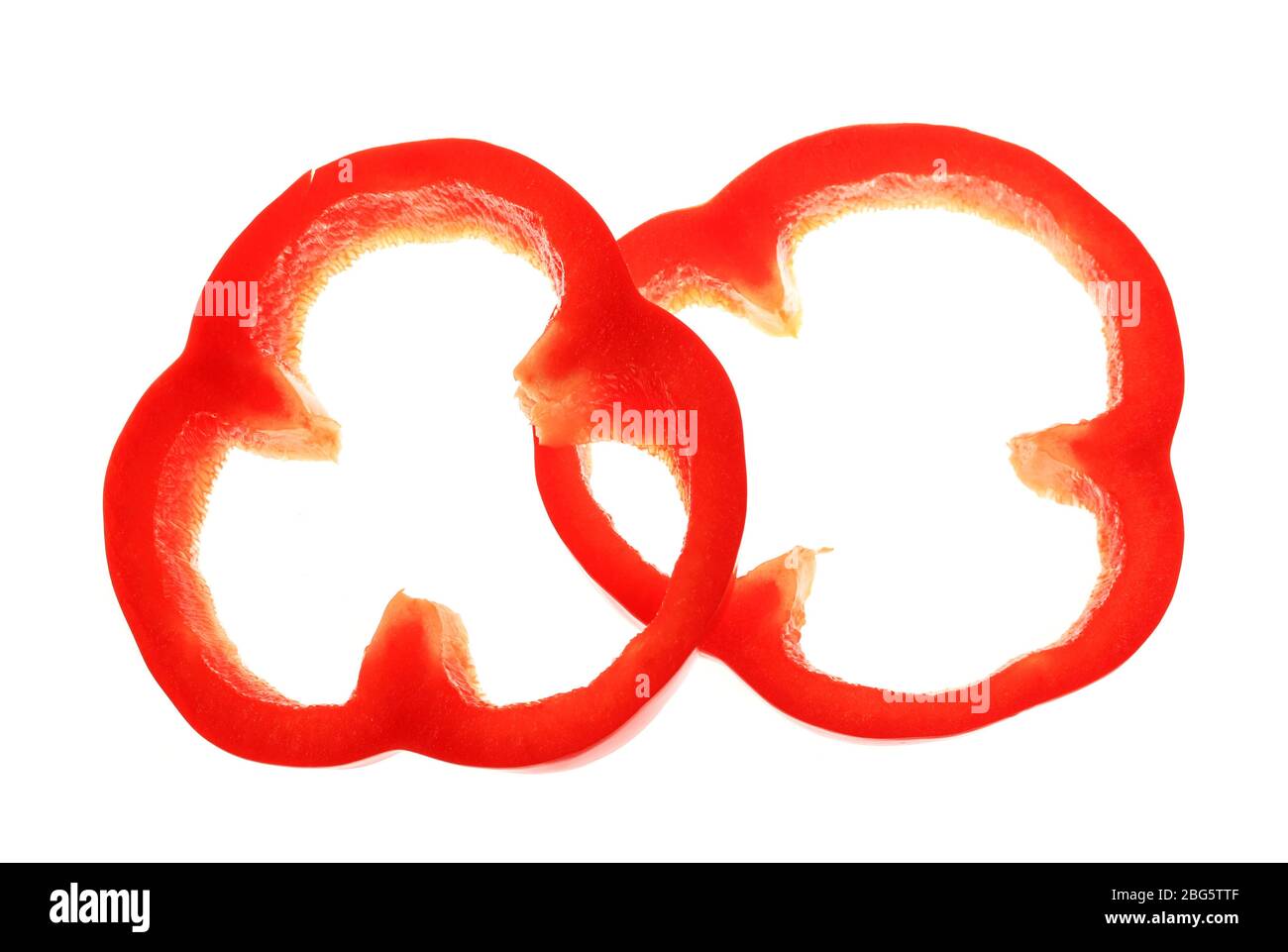 Fresh red pepper slices isolated on white Stock Photo - Alamy