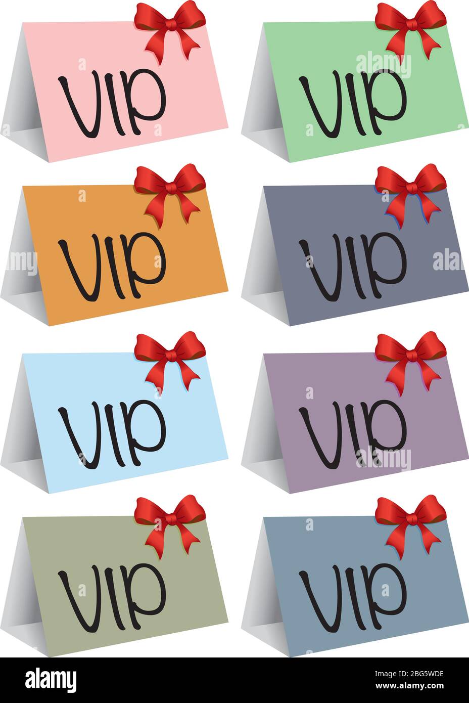 Eight colorful cards with a VIP message in it. Vector illustration ...