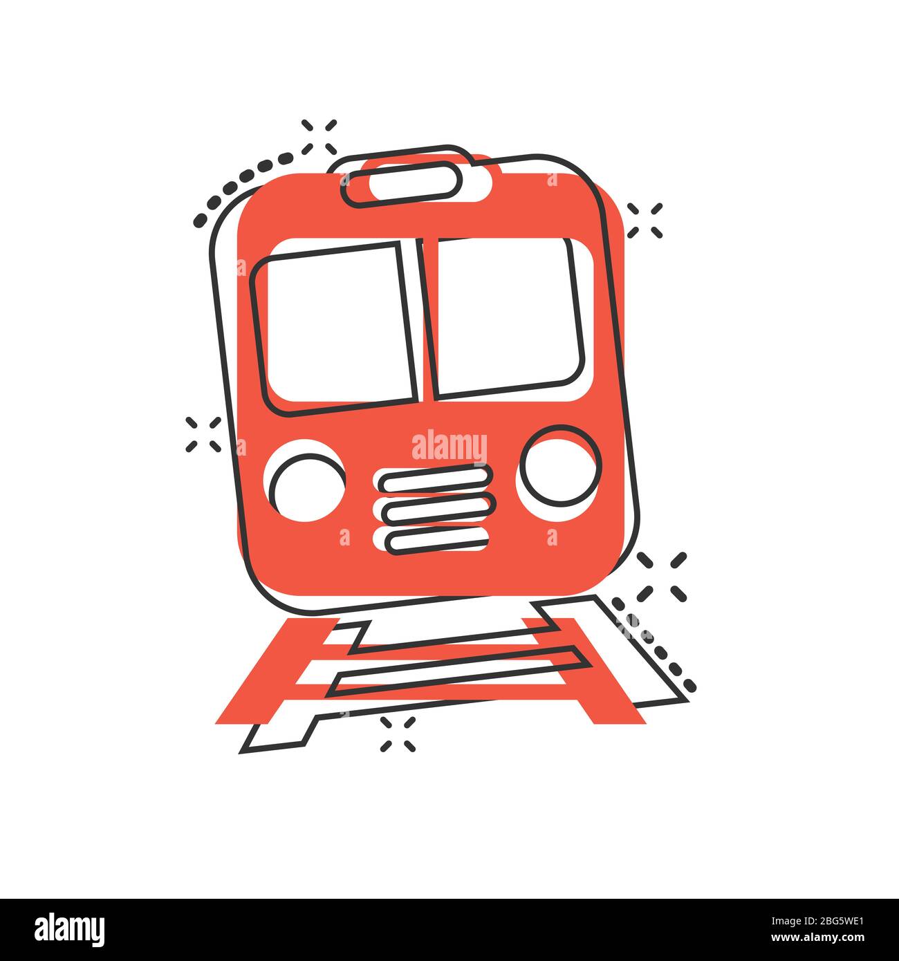 Metro icon in comic style. Train subway cartoon vector illustration on ...