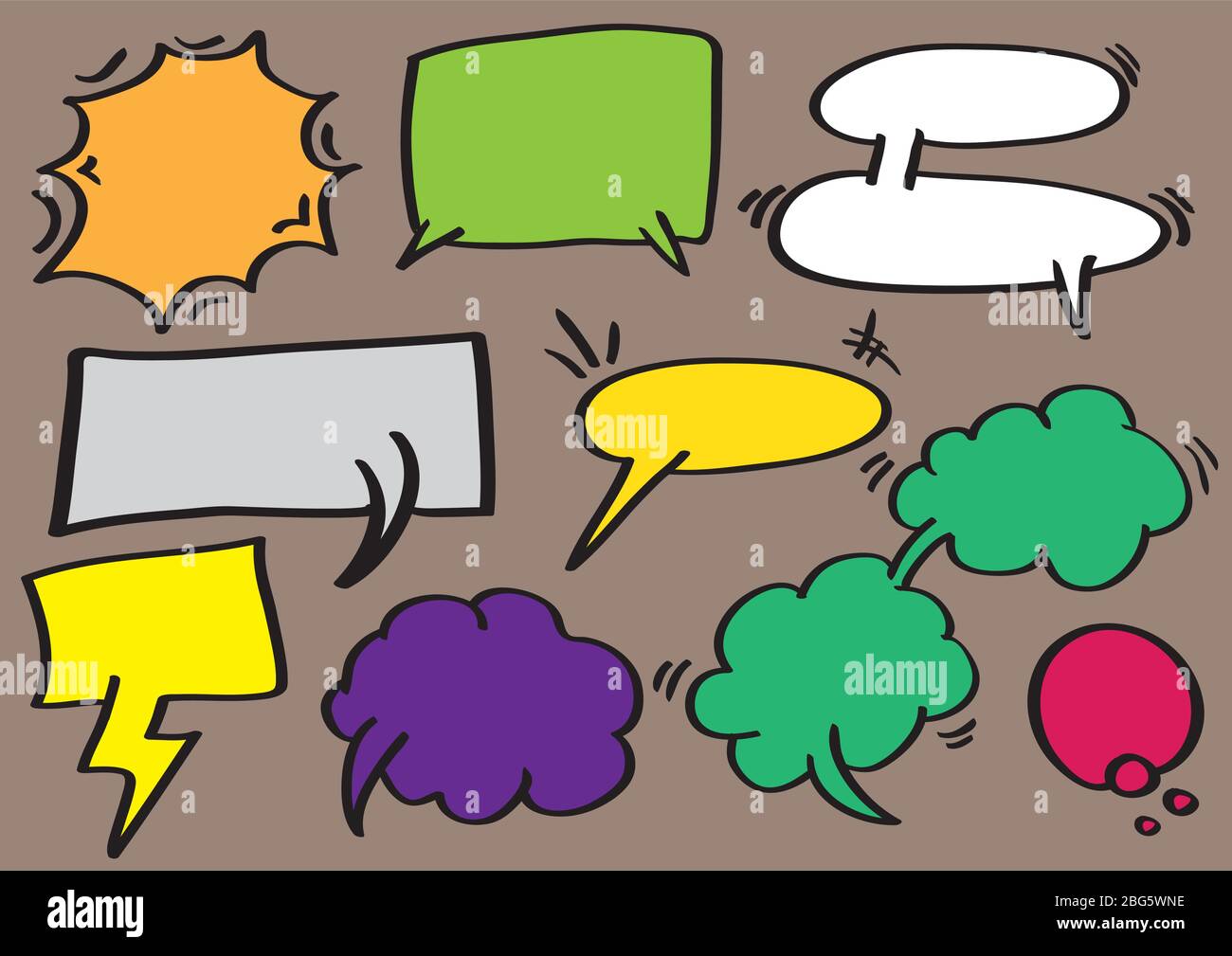 Vector illustration of speech balloons and thought bubbles in cartoon ...