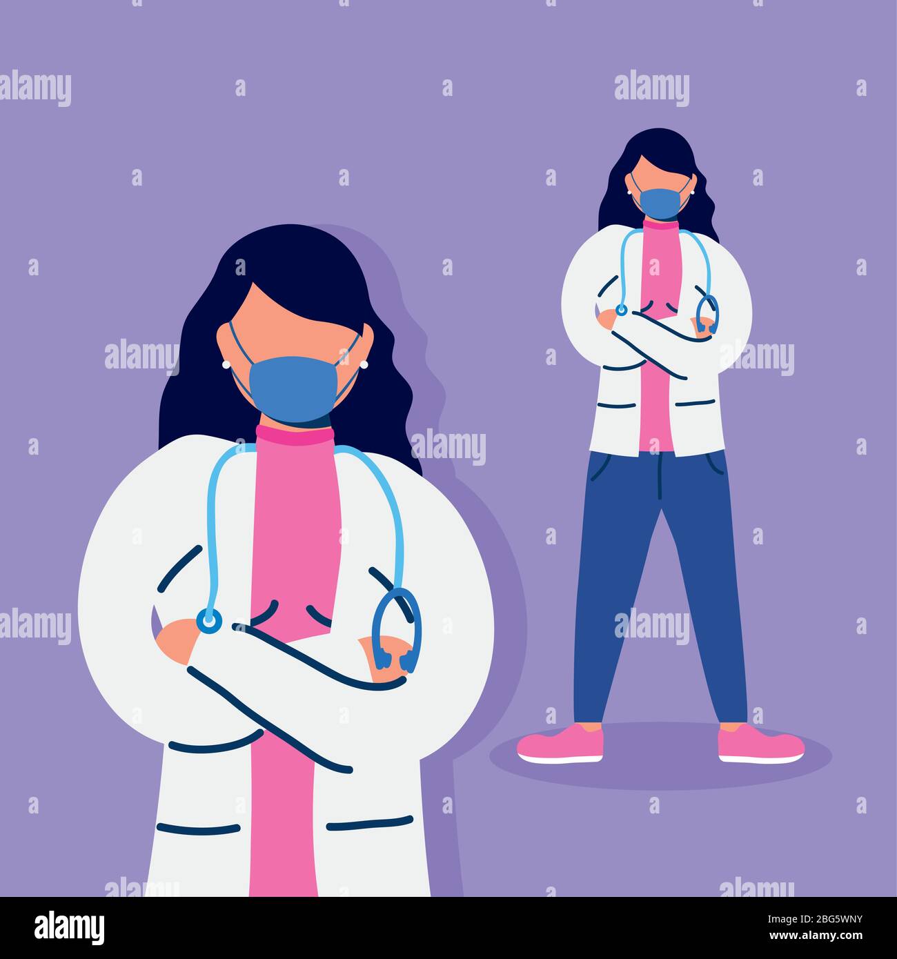 Professional female doctors workers characters Stock Vector Images - Alamy