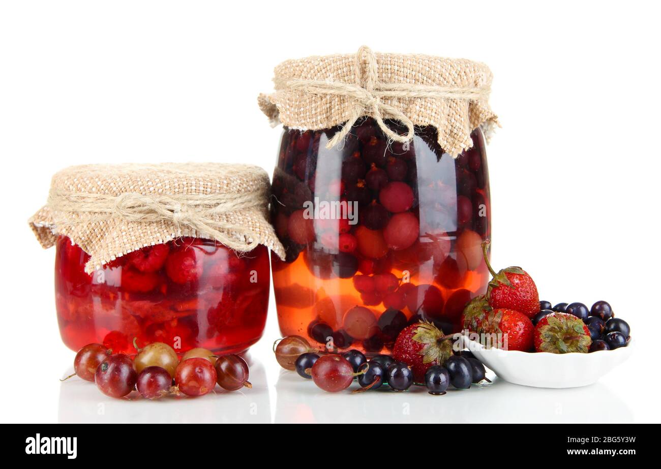 Home made berry jam isolated on white Stock Photo - Alamy