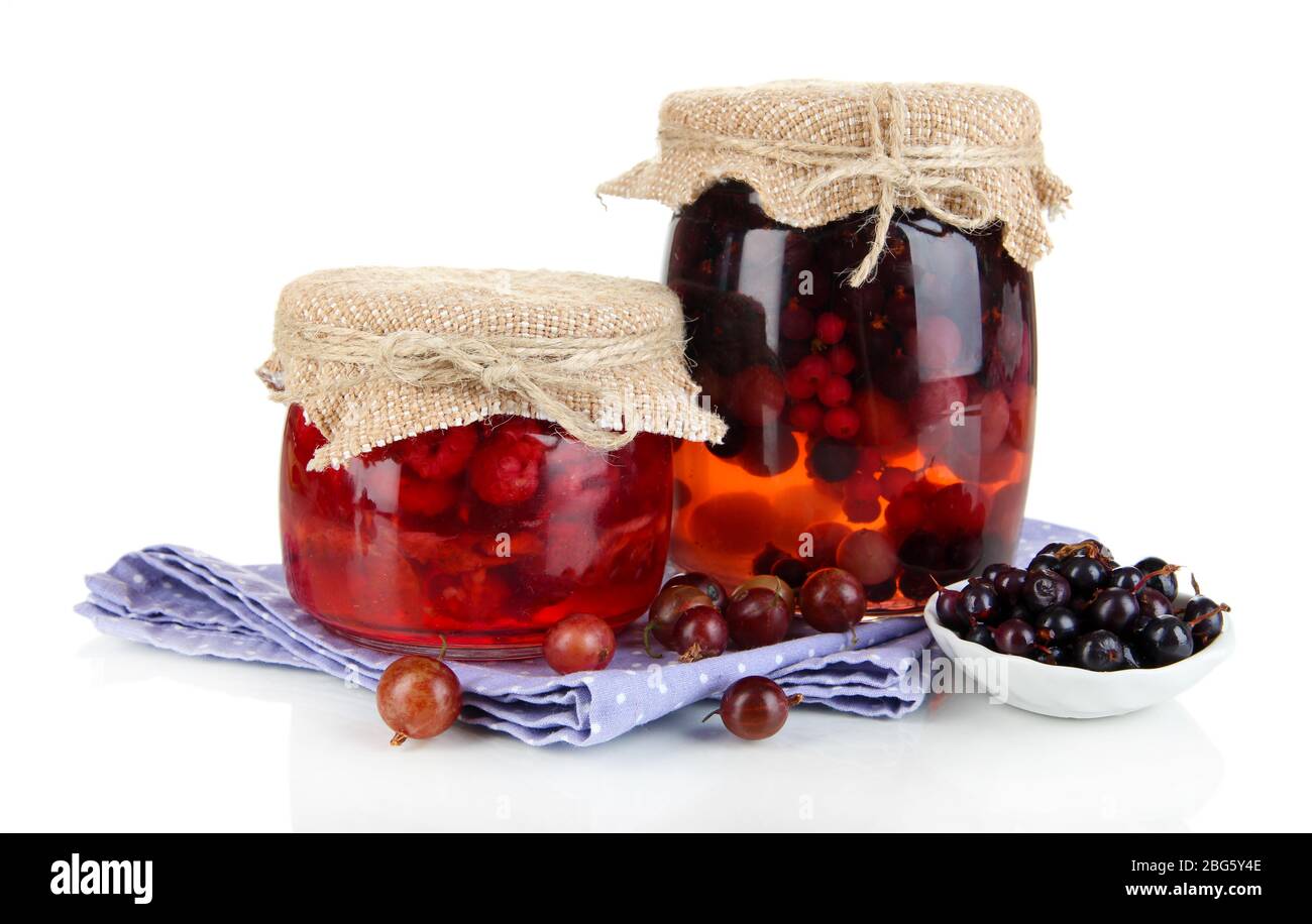 Home made berry jam isolated on white Stock Photo - Alamy