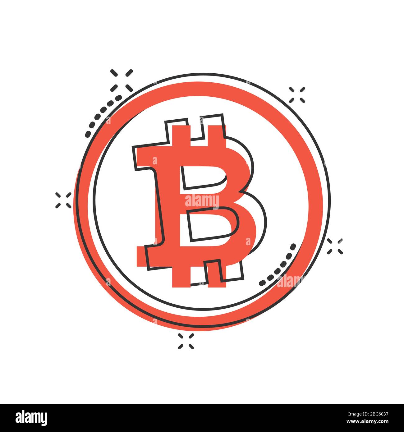 Bitcoin icon in comic style. Blockchain cartoon vector illustration on ...