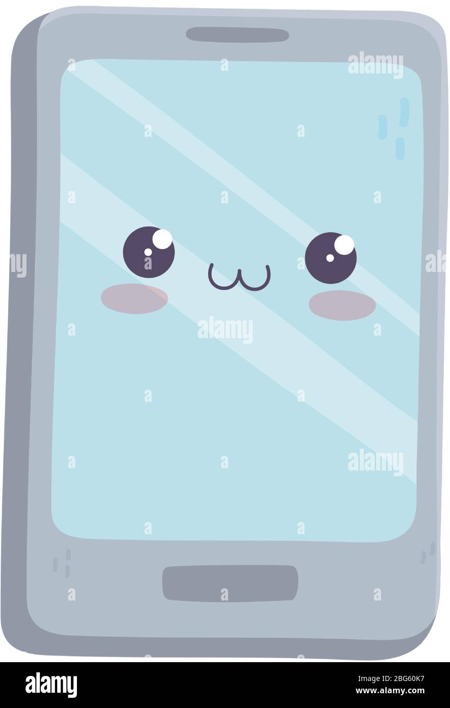kawaii smartphone device cute cartoon isolated icon on white background ...
