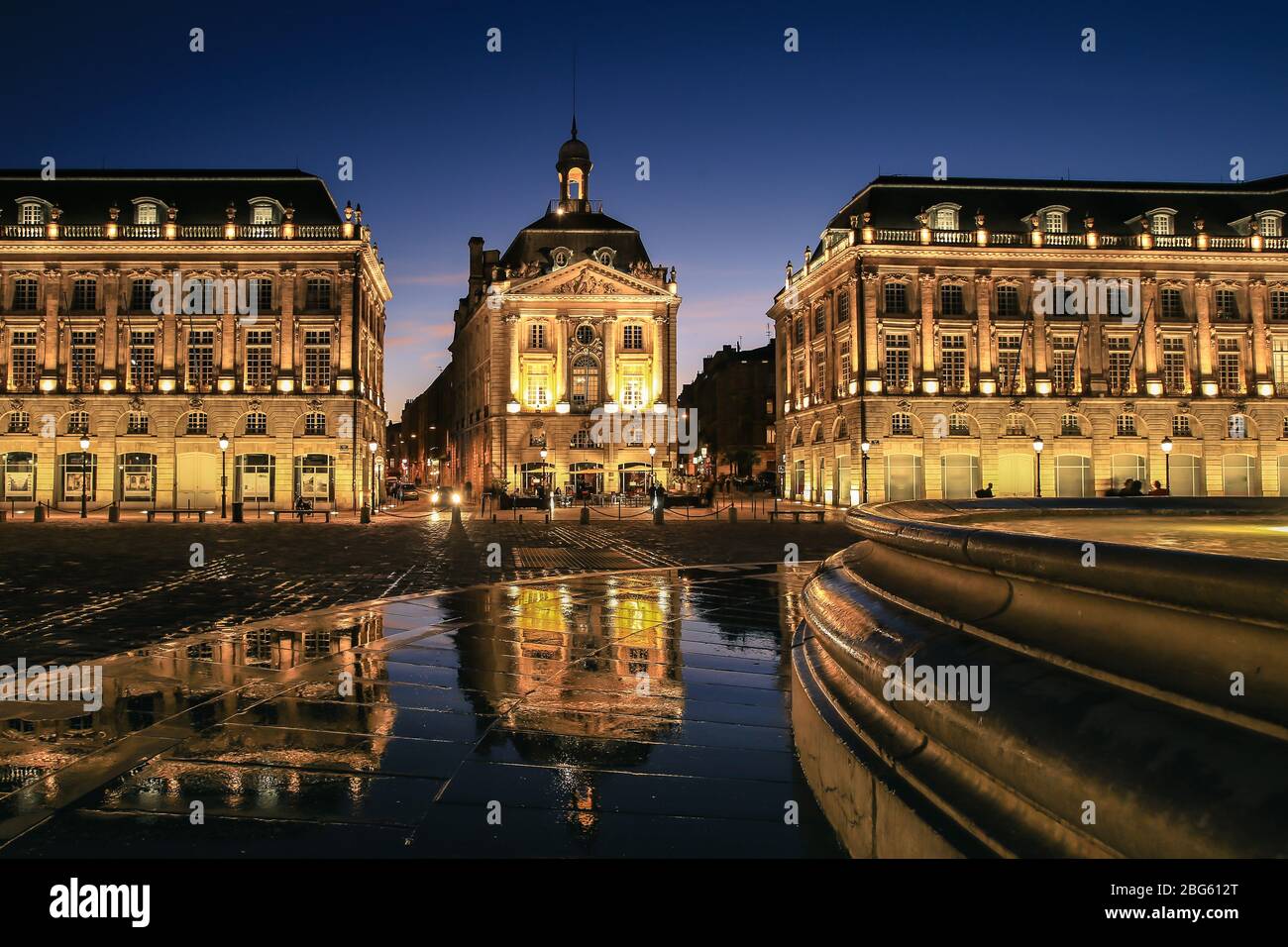 Reflection of Place De La Bourse and tram in Bordeaux, France. A Unesco ...