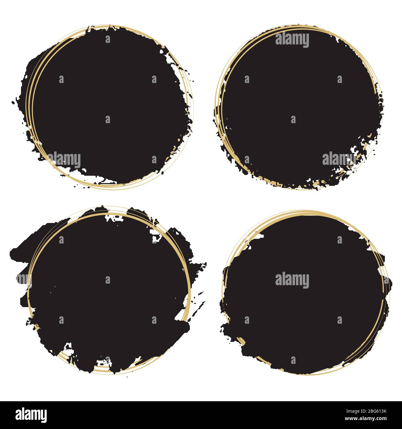 Decorative grunge design elements - black paint artistic round frames ...