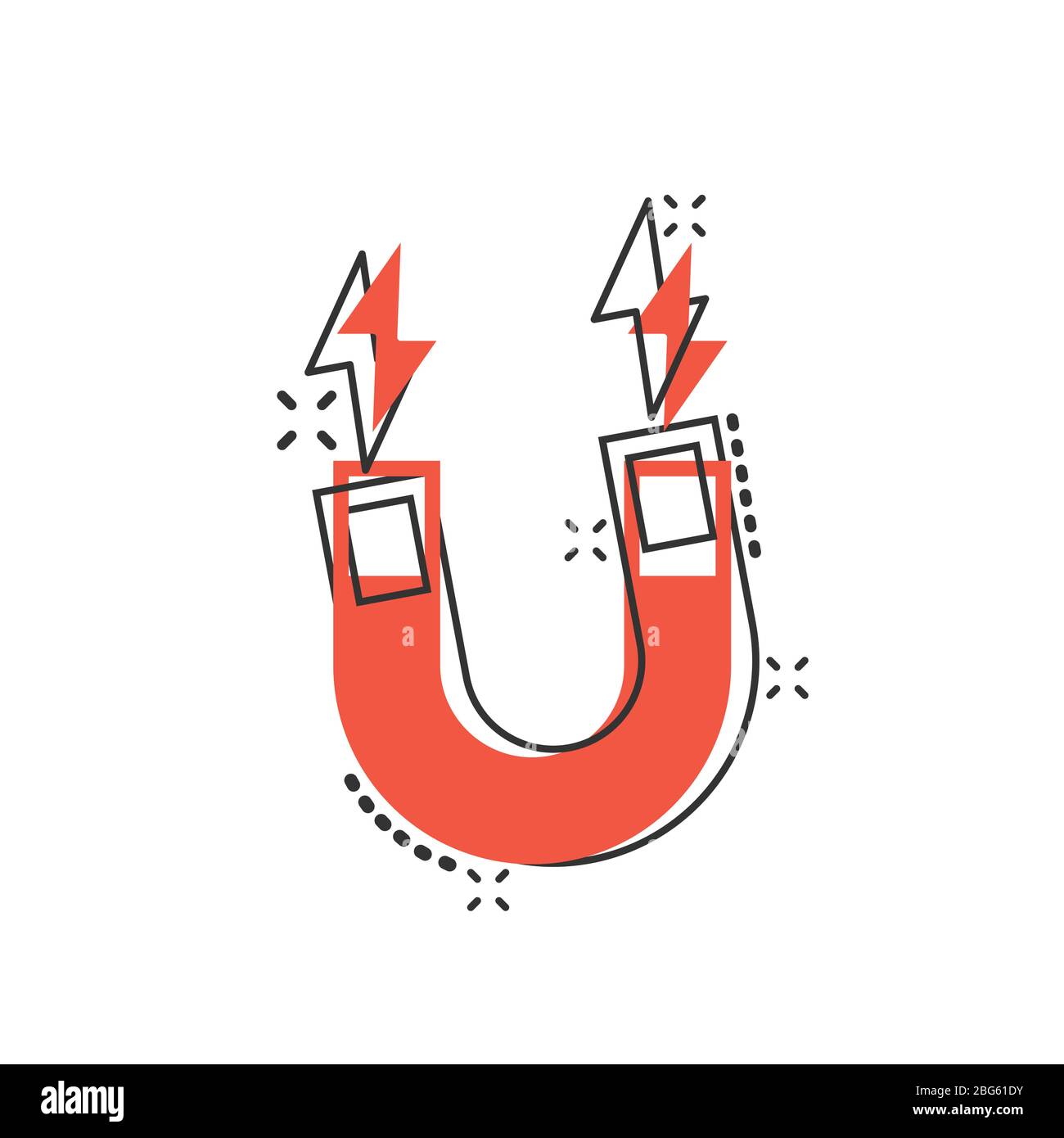 Magnet icon in comic style. Attract cartoon vector illustration on ...
