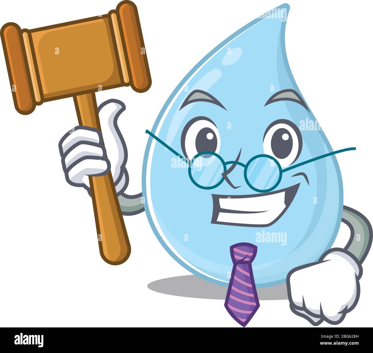 A humble judge of raindrop cartoon character design wearing glasses ...