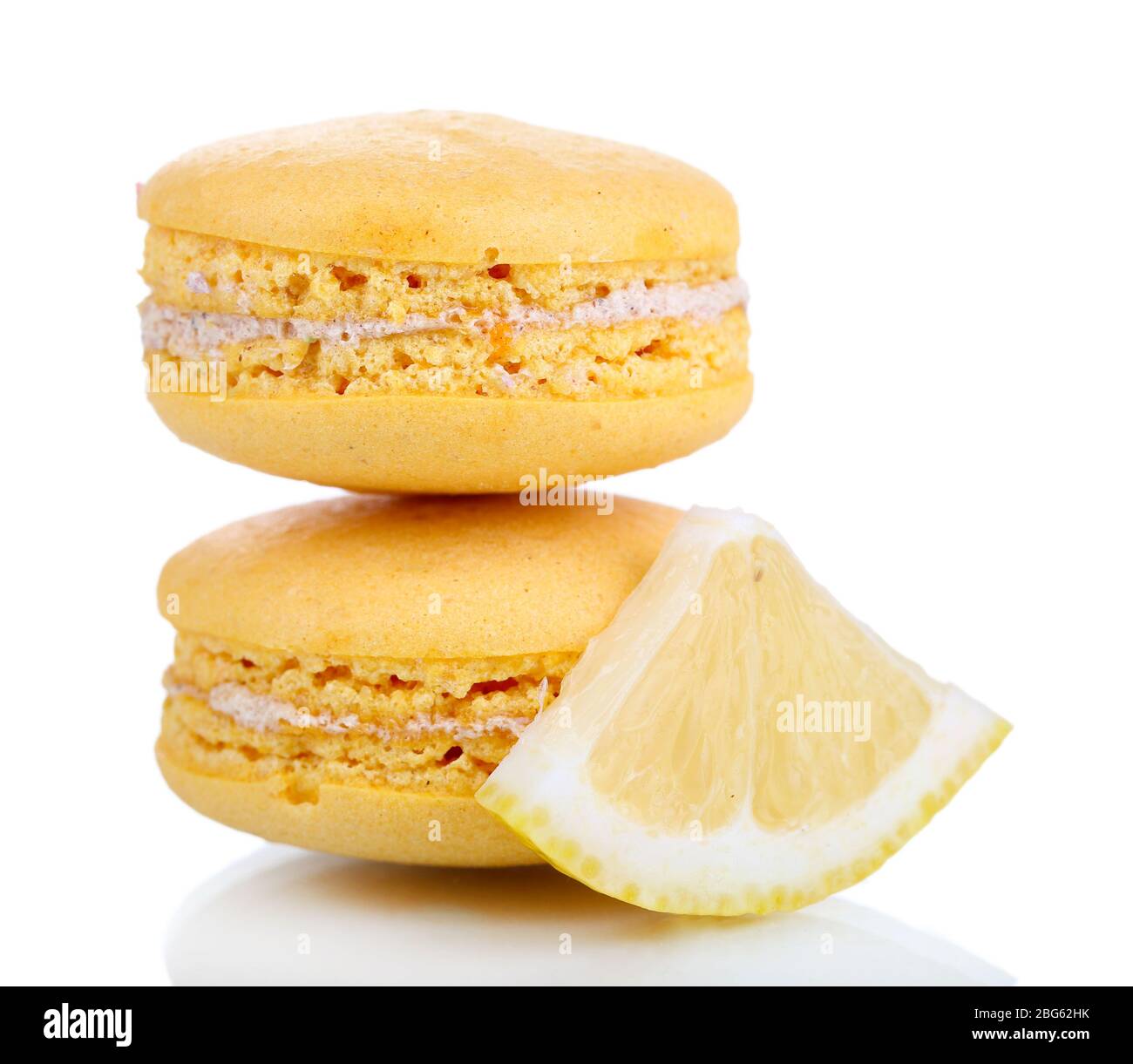 Lemon macaroons isolated on white Stock Photo - Alamy