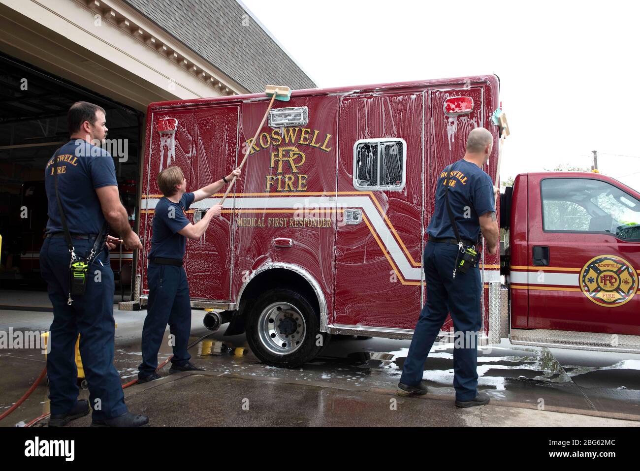 Roswell, GA, USA. 8th Apr, 2020. First responders from Roswell Fire ...