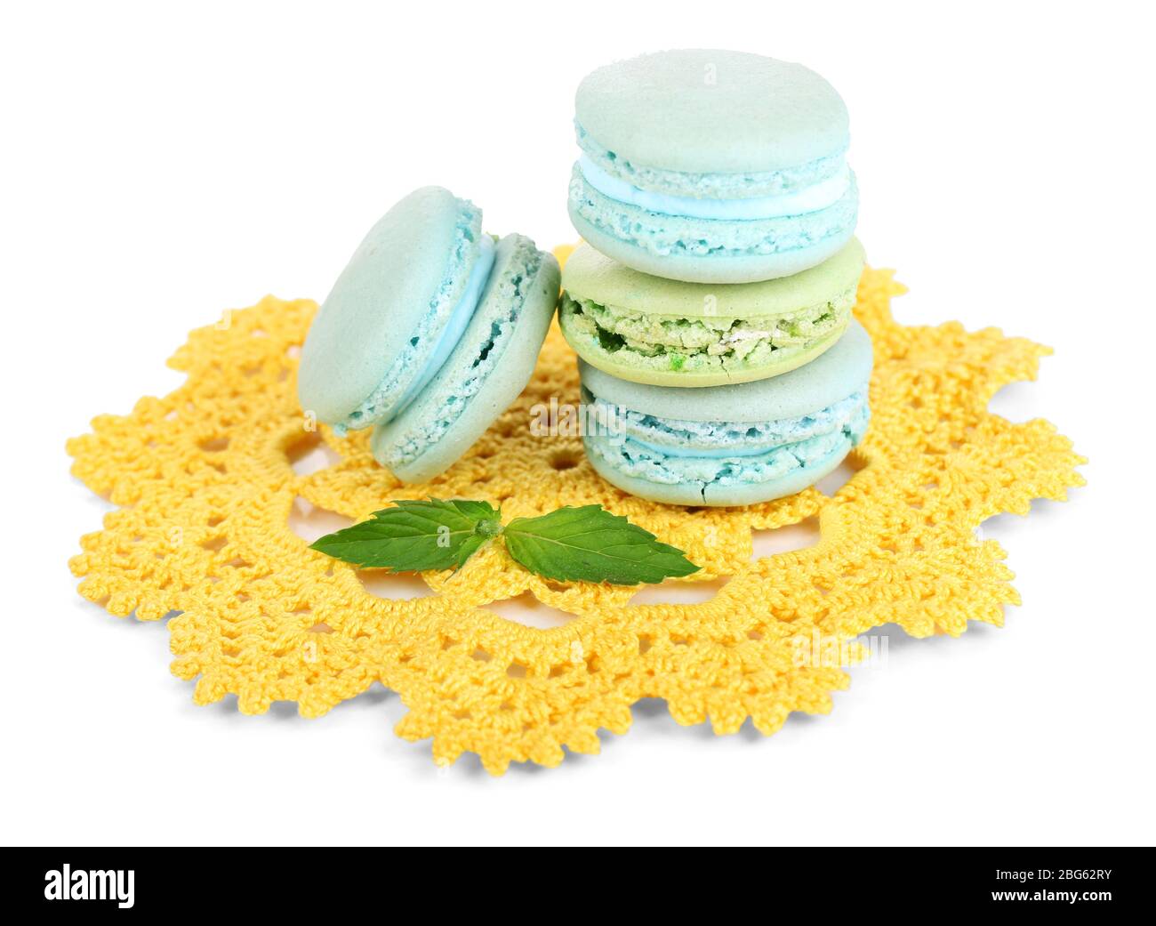 Mint macaroons isolated on white Stock Photo - Alamy