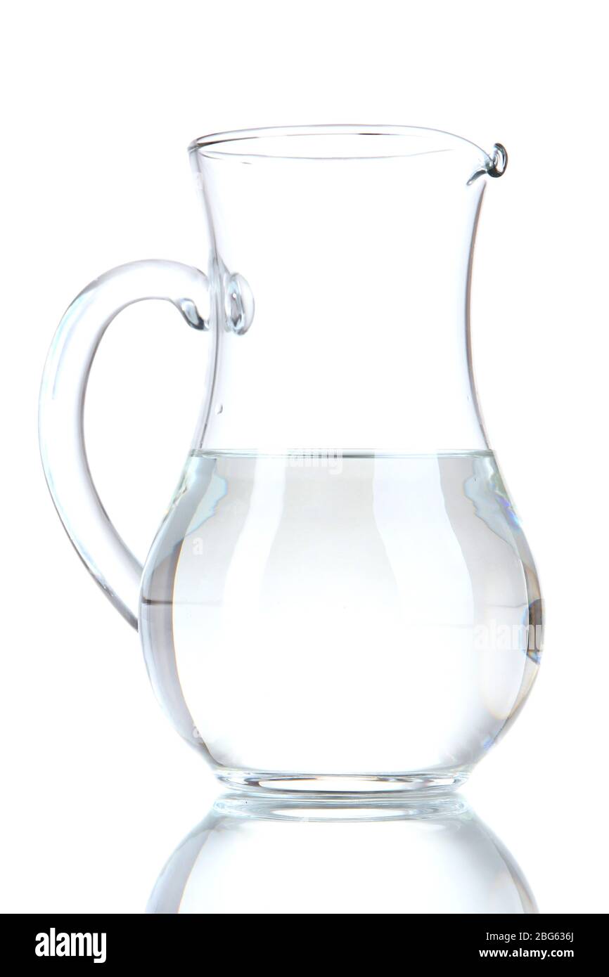 Glass pitcher of water isolated on white Stock Photo - Alamy