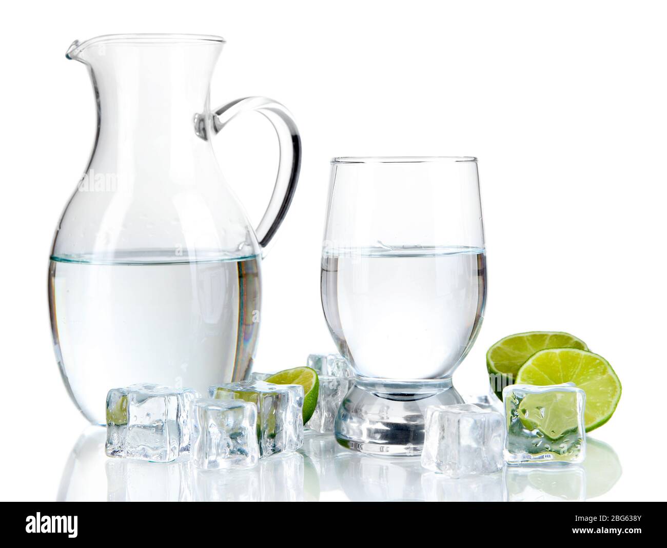 Glass pitcher of water and glass isolated on white Stock Photo - Alamy