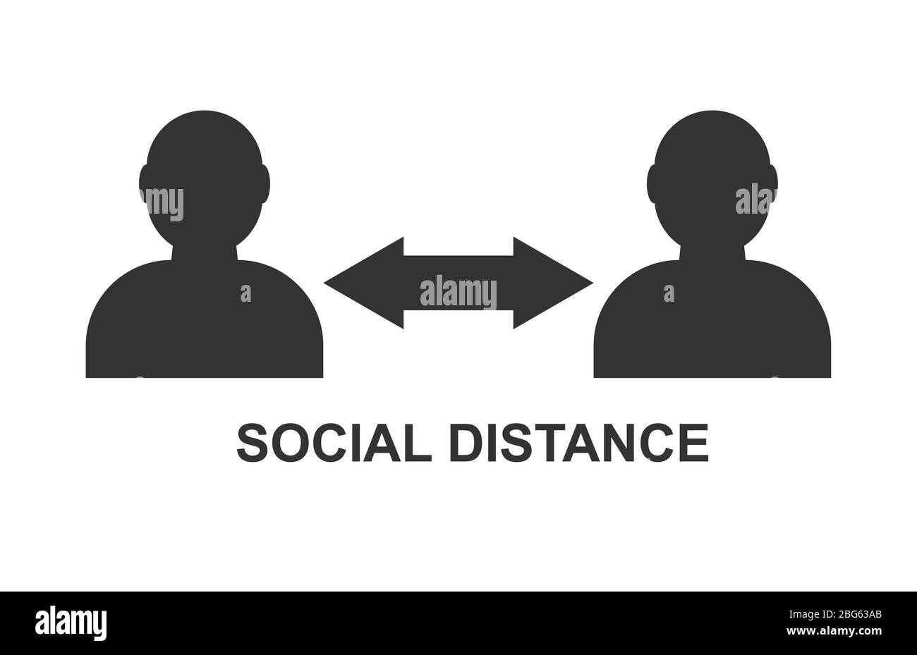 Vector icon of social distance. Flat design isolated on white ...