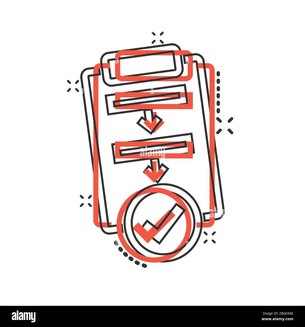 Procedure list icon in comic style. Document project cartoon vector ...