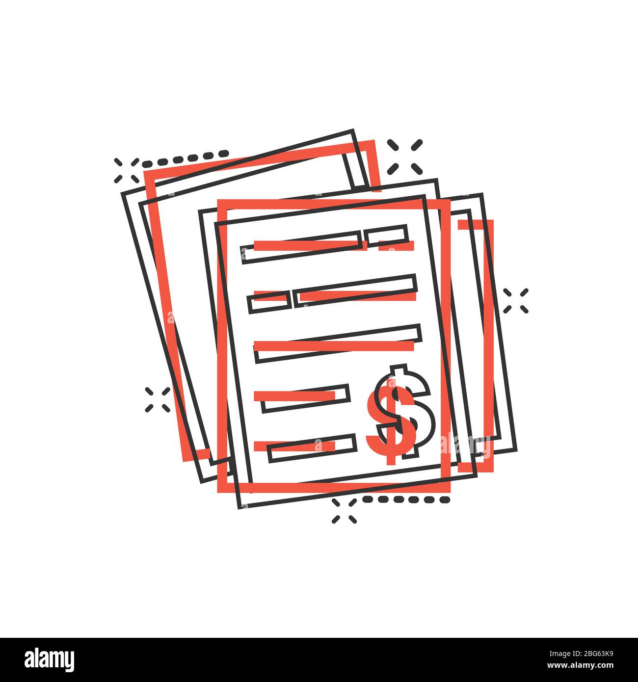 Financial statement icon in comic style. Document cartoon vector ...