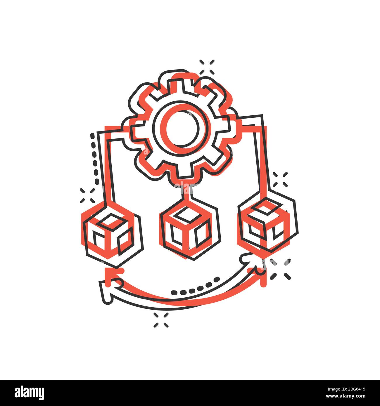 Api technology icon in comic style. Algorithm cartoon vector illustration on white isolated ...