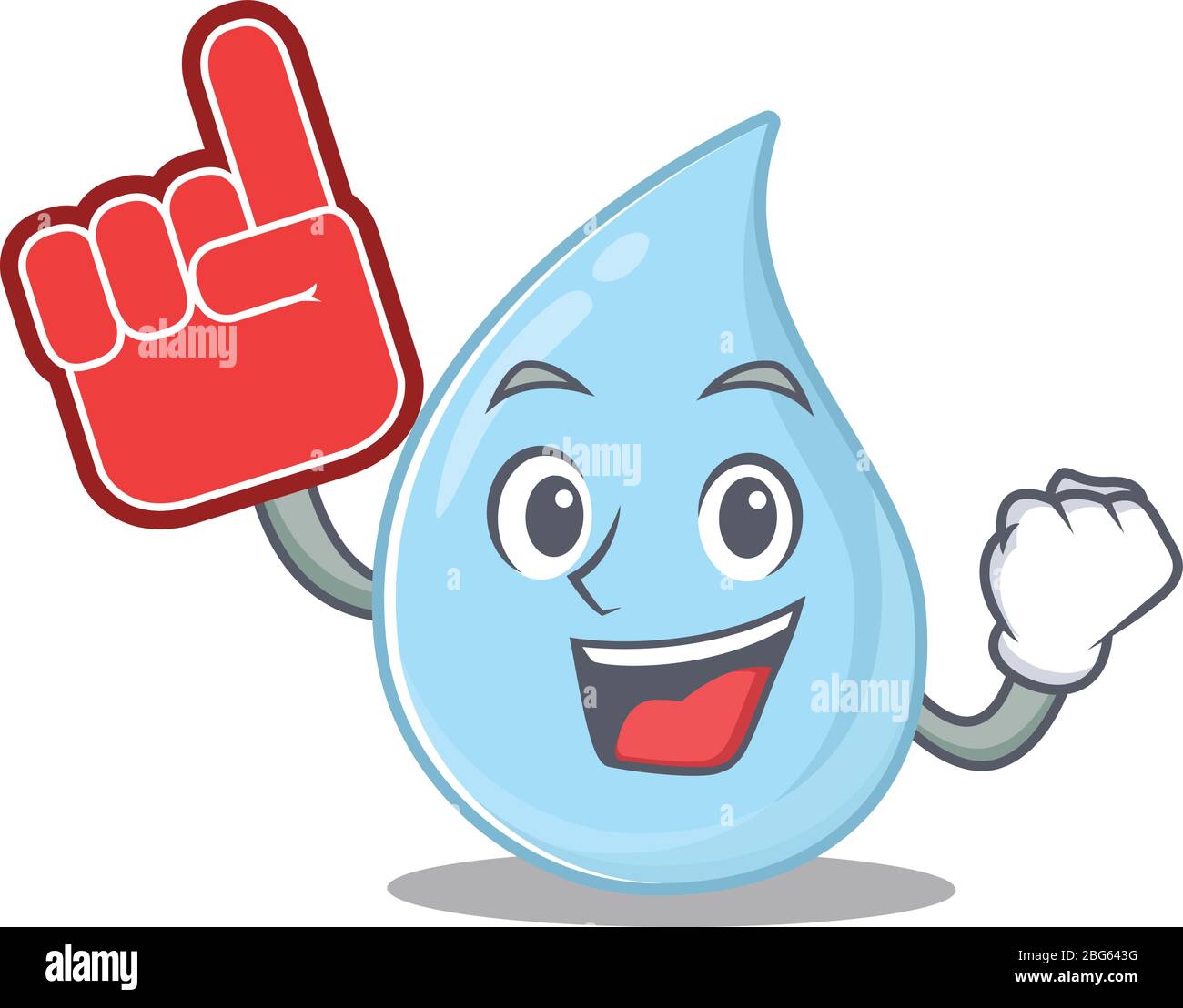Raindrop presented in cartoon character design with Foam finger Stock ...