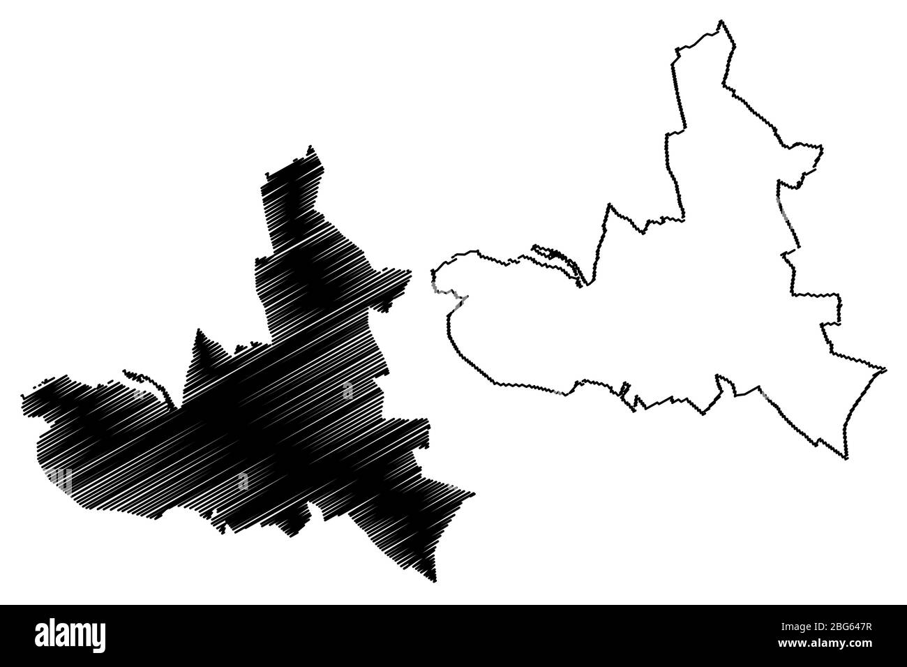 Dijon City (French Republic, France) map vector illustration, scribble ...
