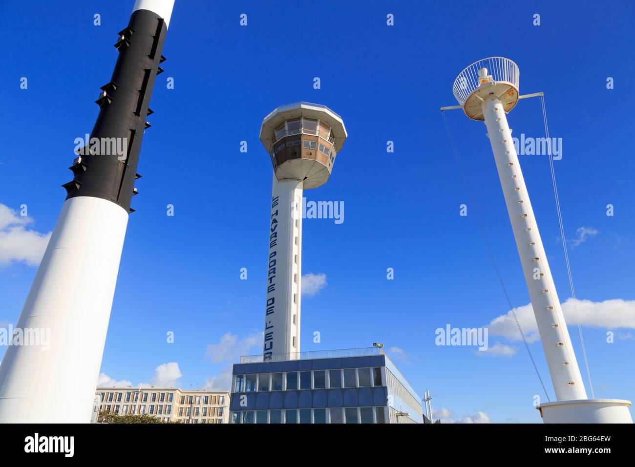 Port Control Tower & navigation beacons,Le Havre,Normandy,France,Europe ...