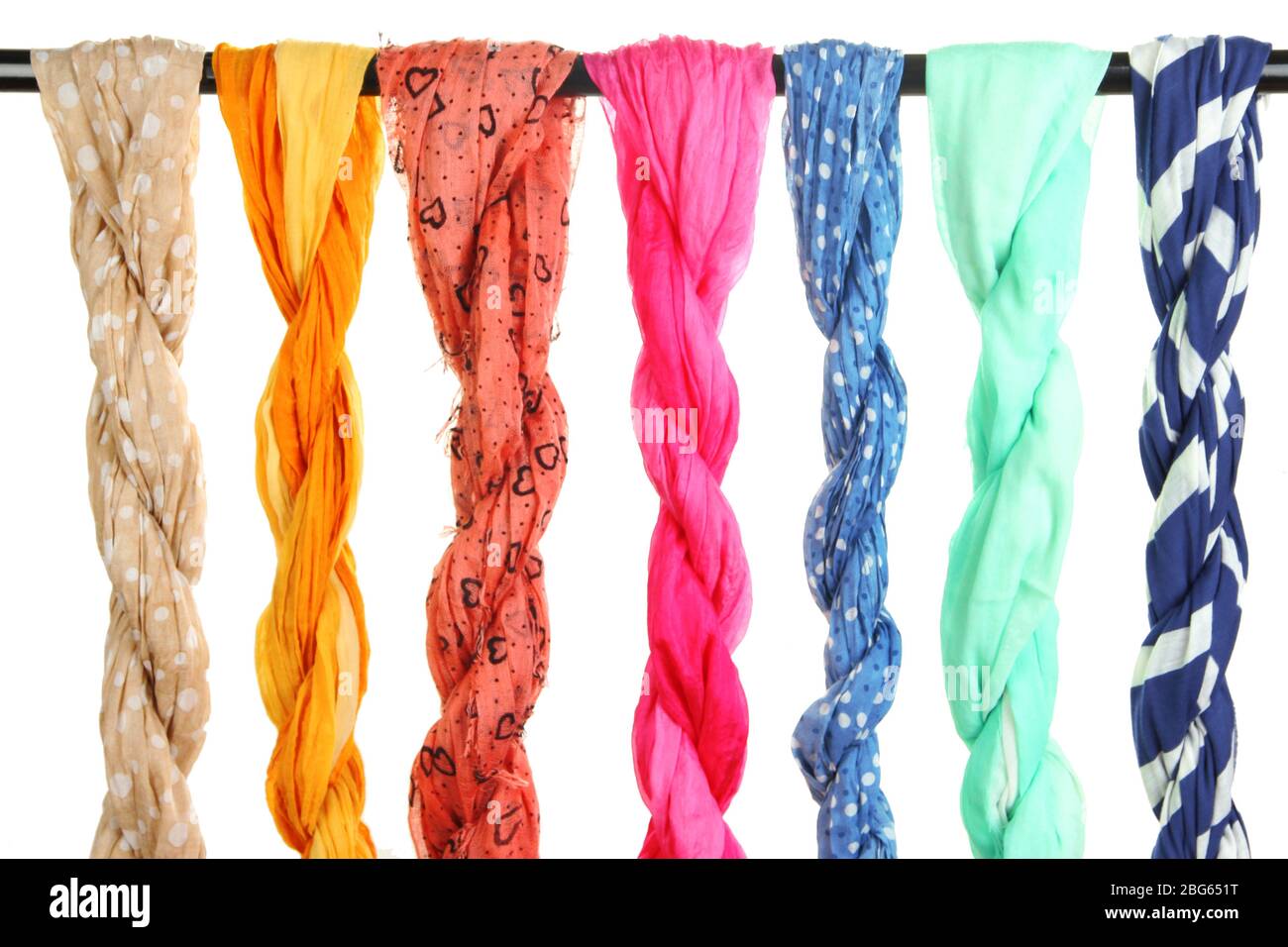 Colored scarves isolated on white Stock Photo - Alamy