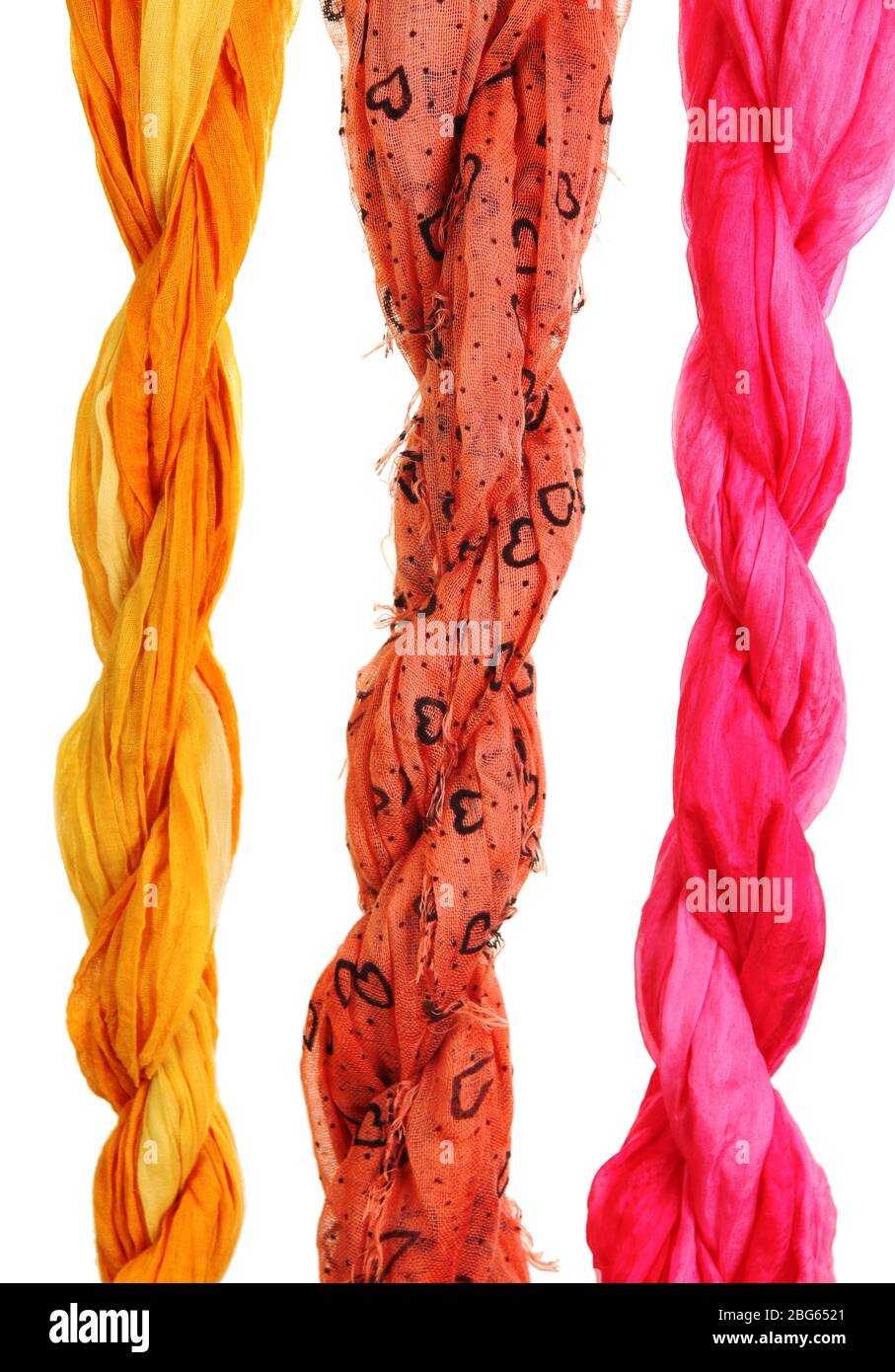 Colored scarves isolated on white Stock Photo - Alamy