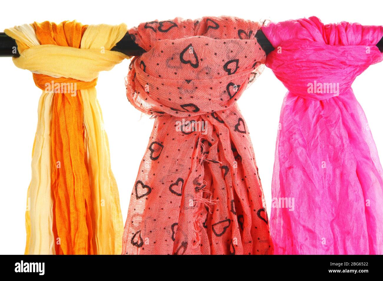 Colored scarves isolated on white Stock Photo - Alamy
