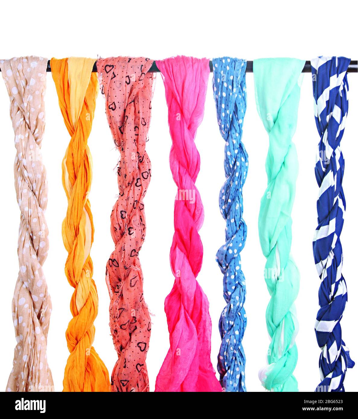 Colored scarves isolated on white Stock Photo - Alamy